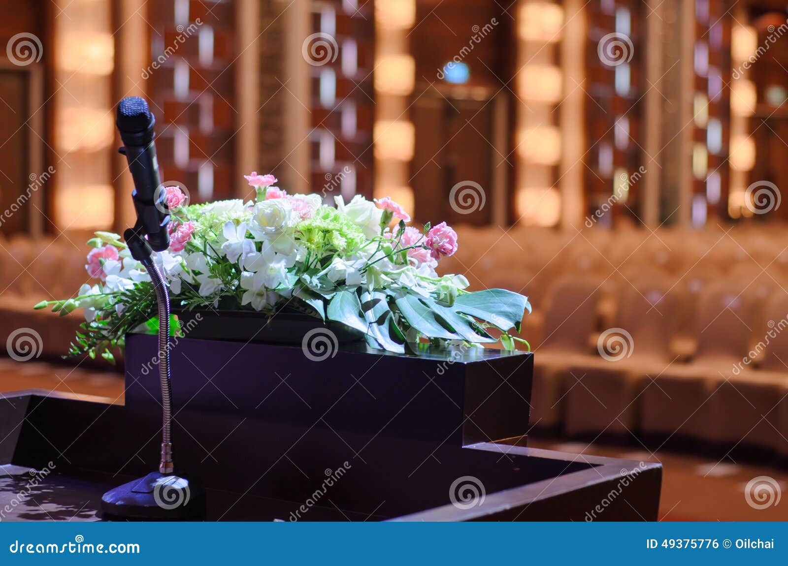 Microphone Standing on a Table Stock Photo - Image of greeting, board ...