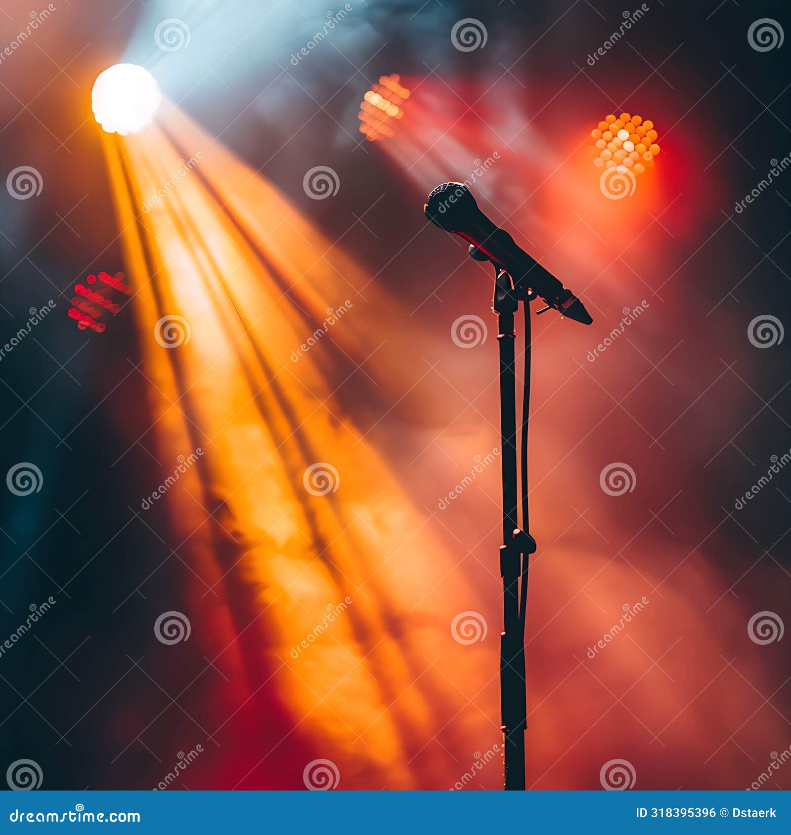 A Microphone Stands in the Spotlight at a Concert Generated by ...