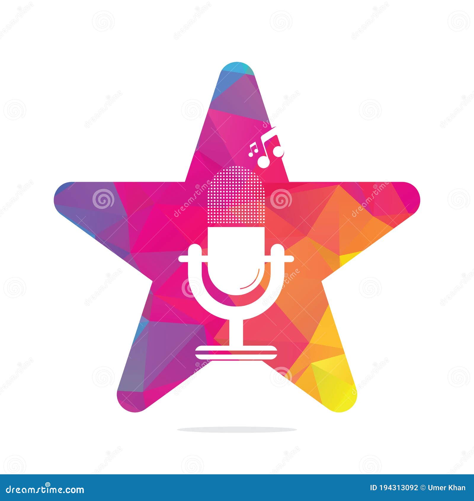 Microphone Star Shape Concept Logo Design. Stock Vector - Illustration ...