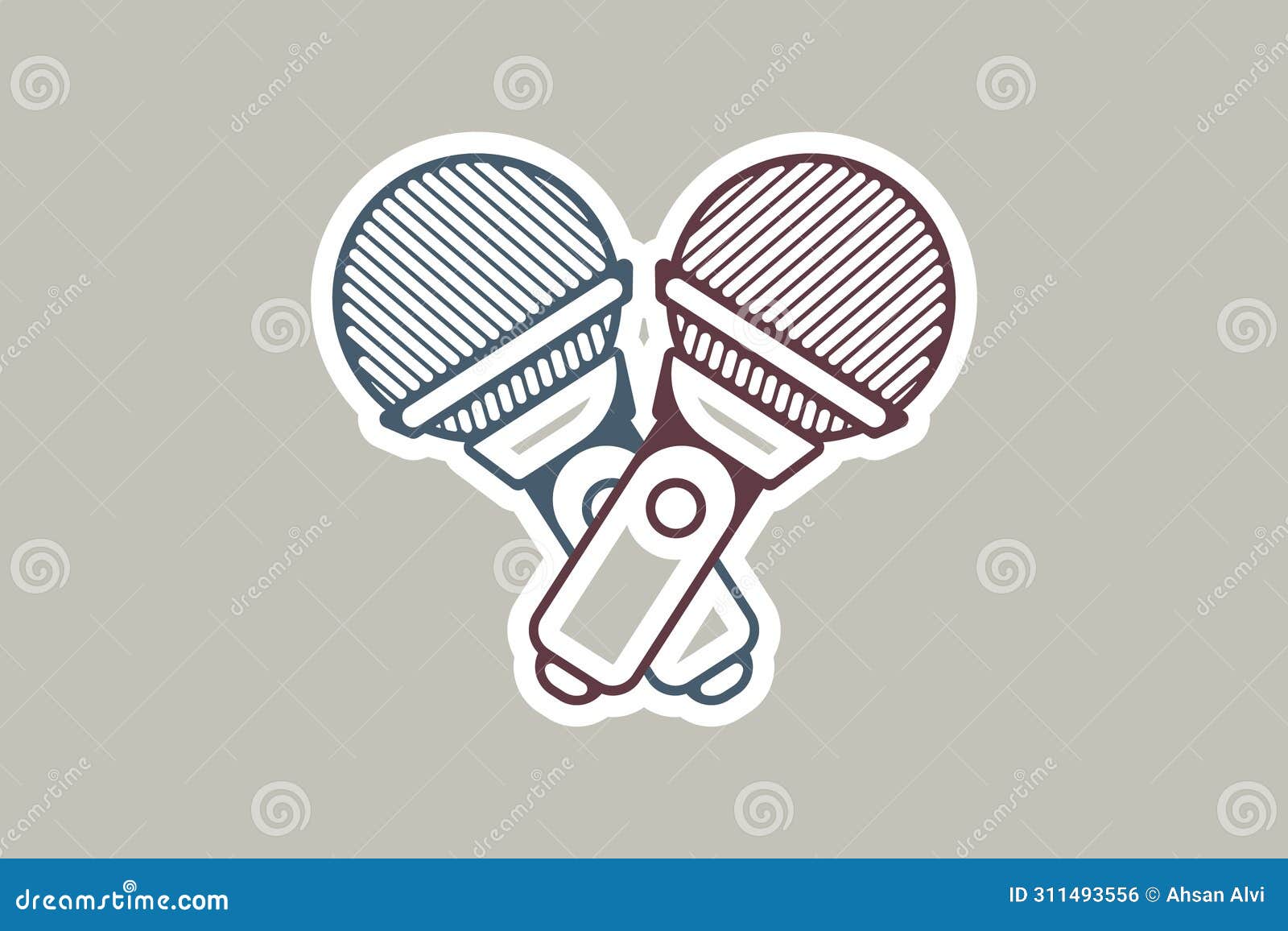 Microphone Sticker Logo for Broadcast and Show. Technology Object Icon ...