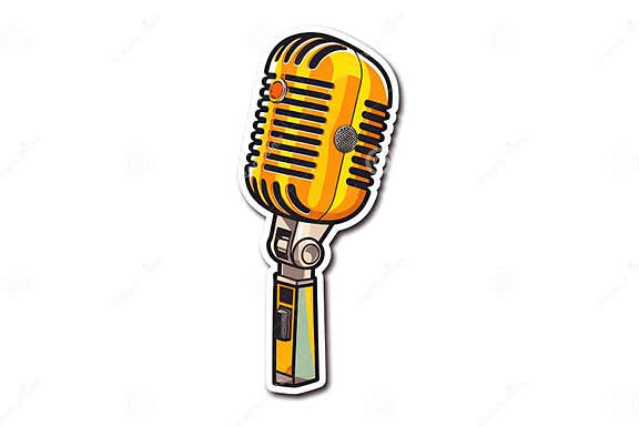 Microphone Sticker on White Background. Generative AI Stock ...