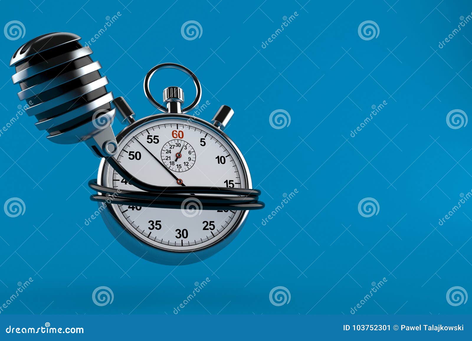 Microphone with stopwatch editorial photo. Illustration of blank ...