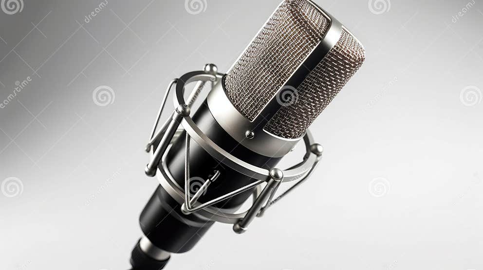 A Microphone. Studio Condenser Microphone on White Background Stock ...