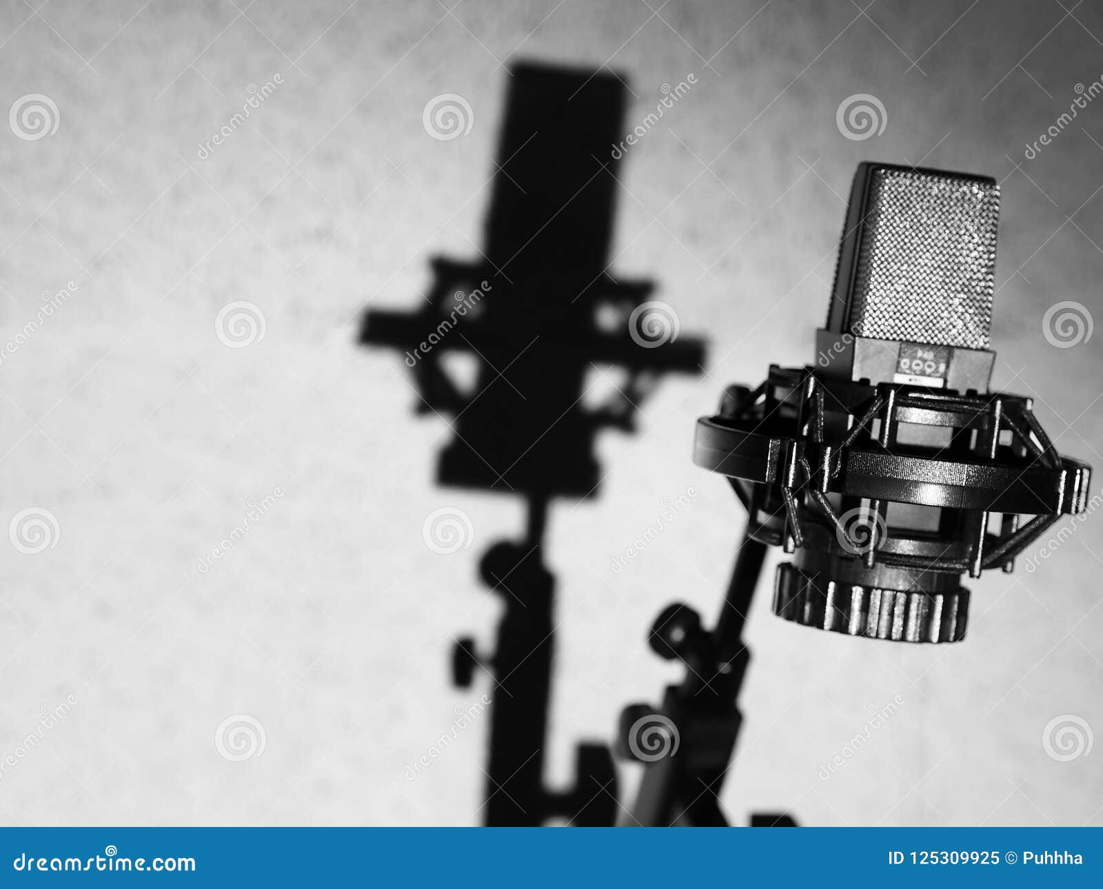 Microphone in Studio. Black Sound Recording Microphone Stock Image ...