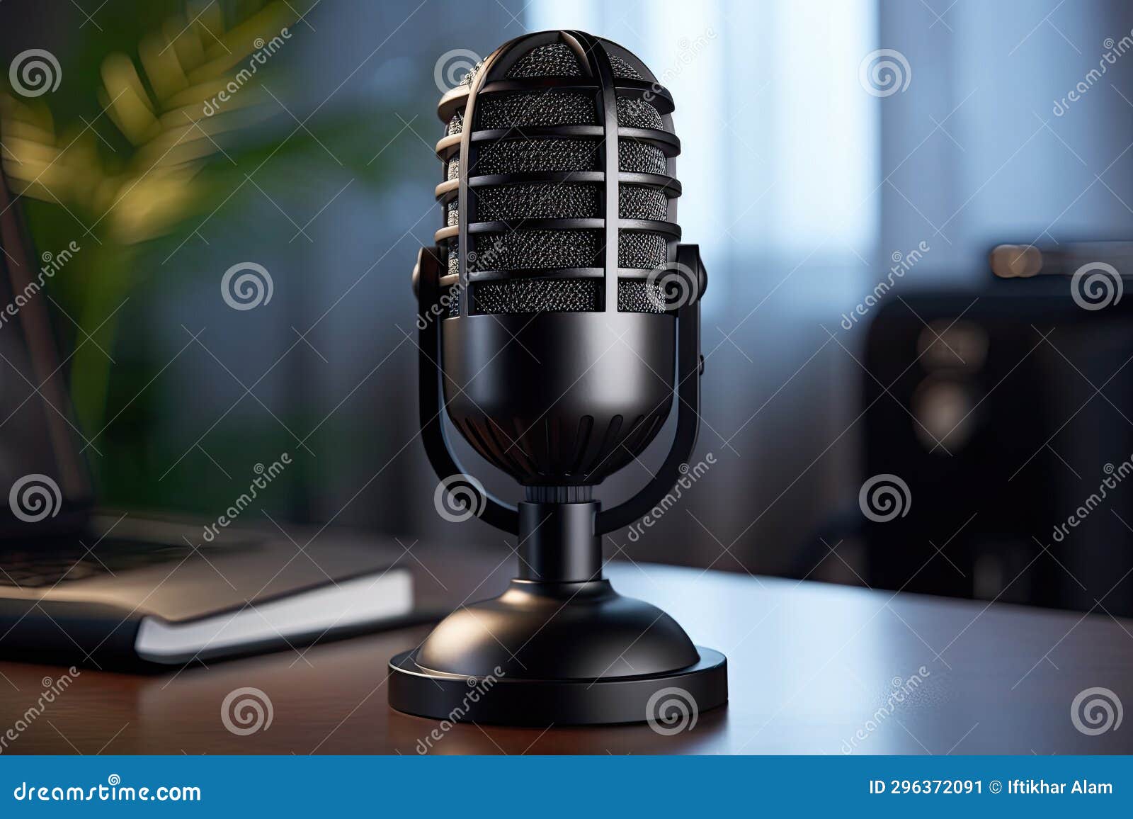 Microphone on the Table in the Office. 3d Rendering, Mini Desktop Mic ...