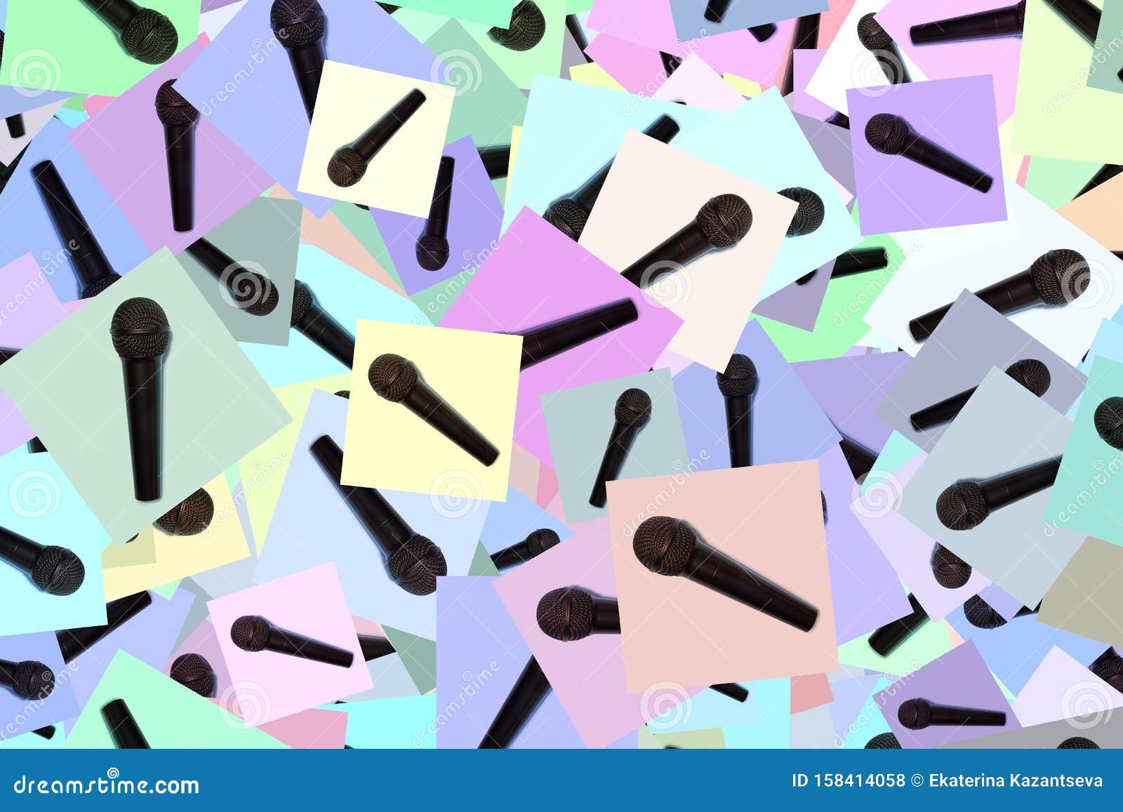 Microphone Texture on Differnt Color Background. Musical Pattern Stock ...