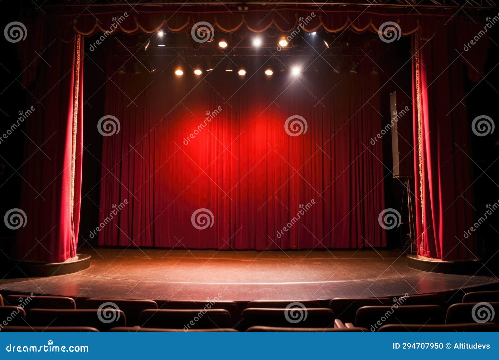 Microphone on a Theater Stage with Dimmed Lights Stock Photo - Image of ...