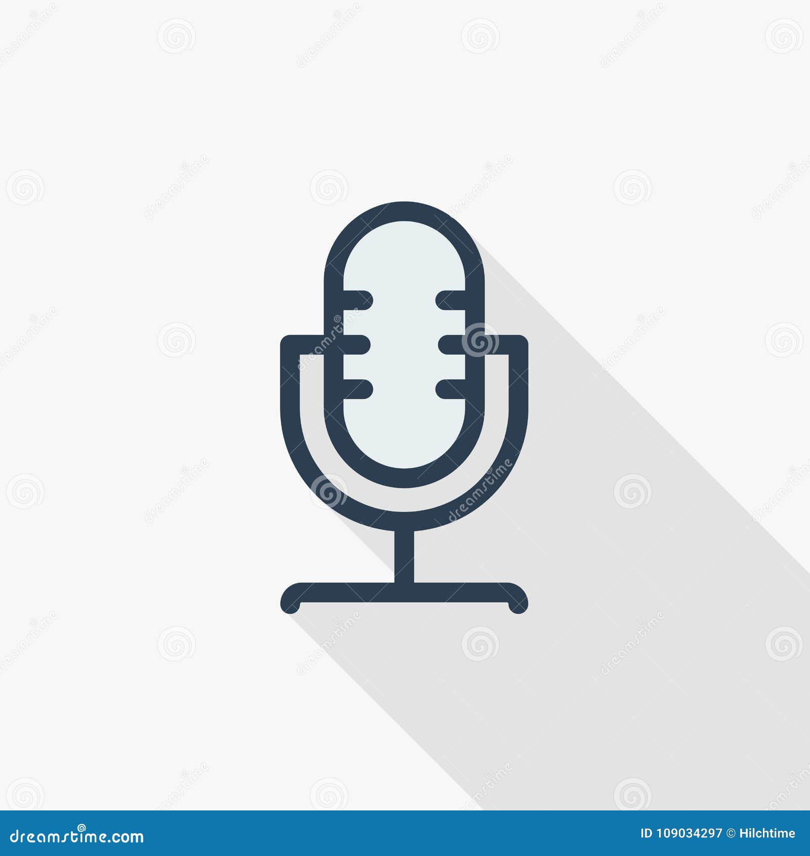 Microphone Thin Line Flat Color Icon. Linear Vector Symbol. Colorful ...