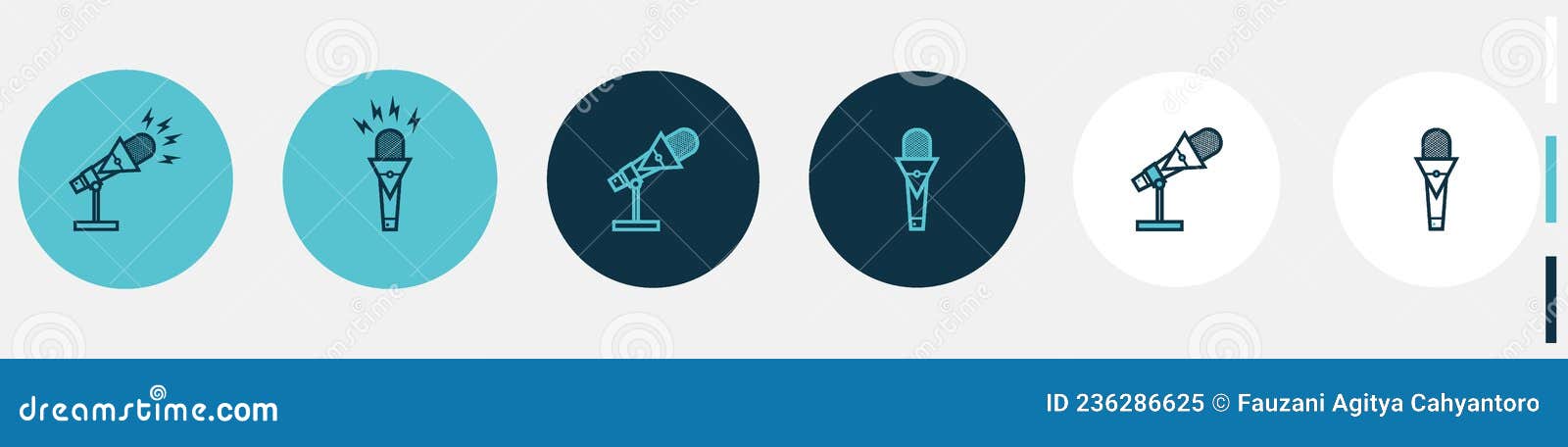 Microphone with Triangle Neck Icons Set. Isolated on White, Green and ...
