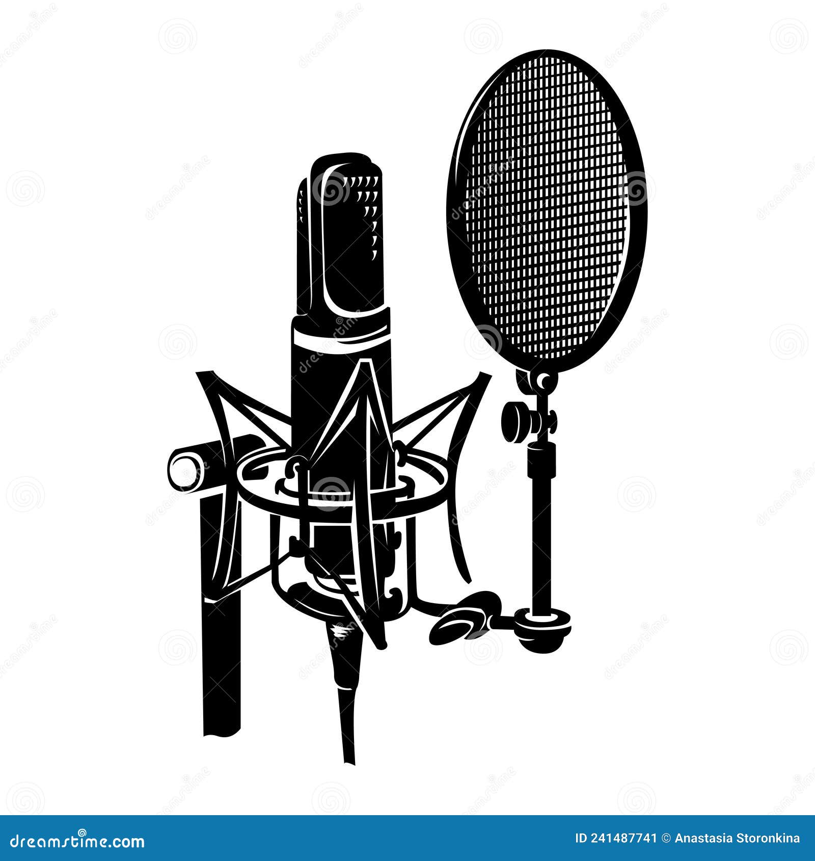 Microphone Vector Black and White Isolated Drawing Stock Vector ...