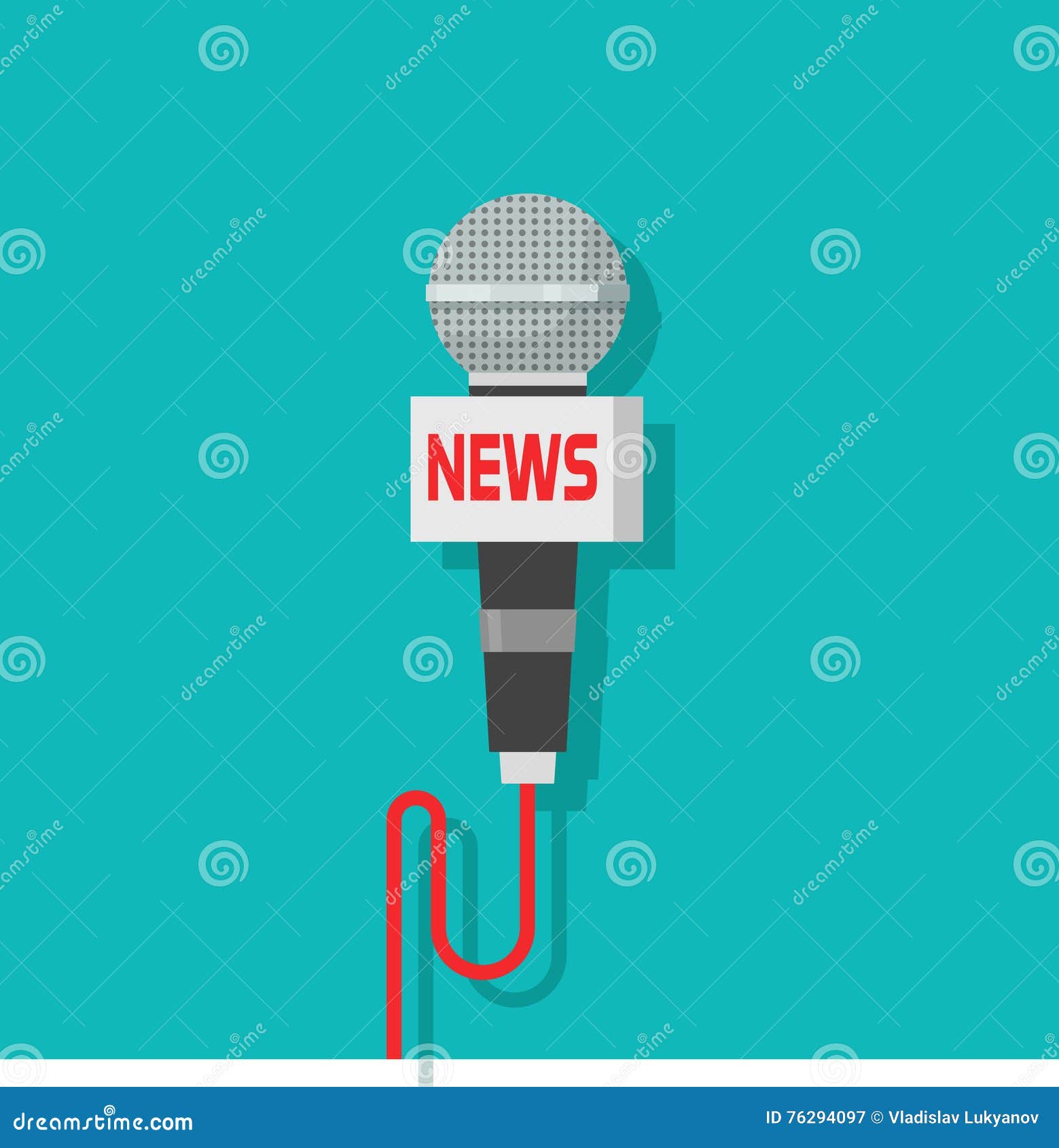 Microphone Vector Icon Isolated on Blue Color Background Stock Vector ...