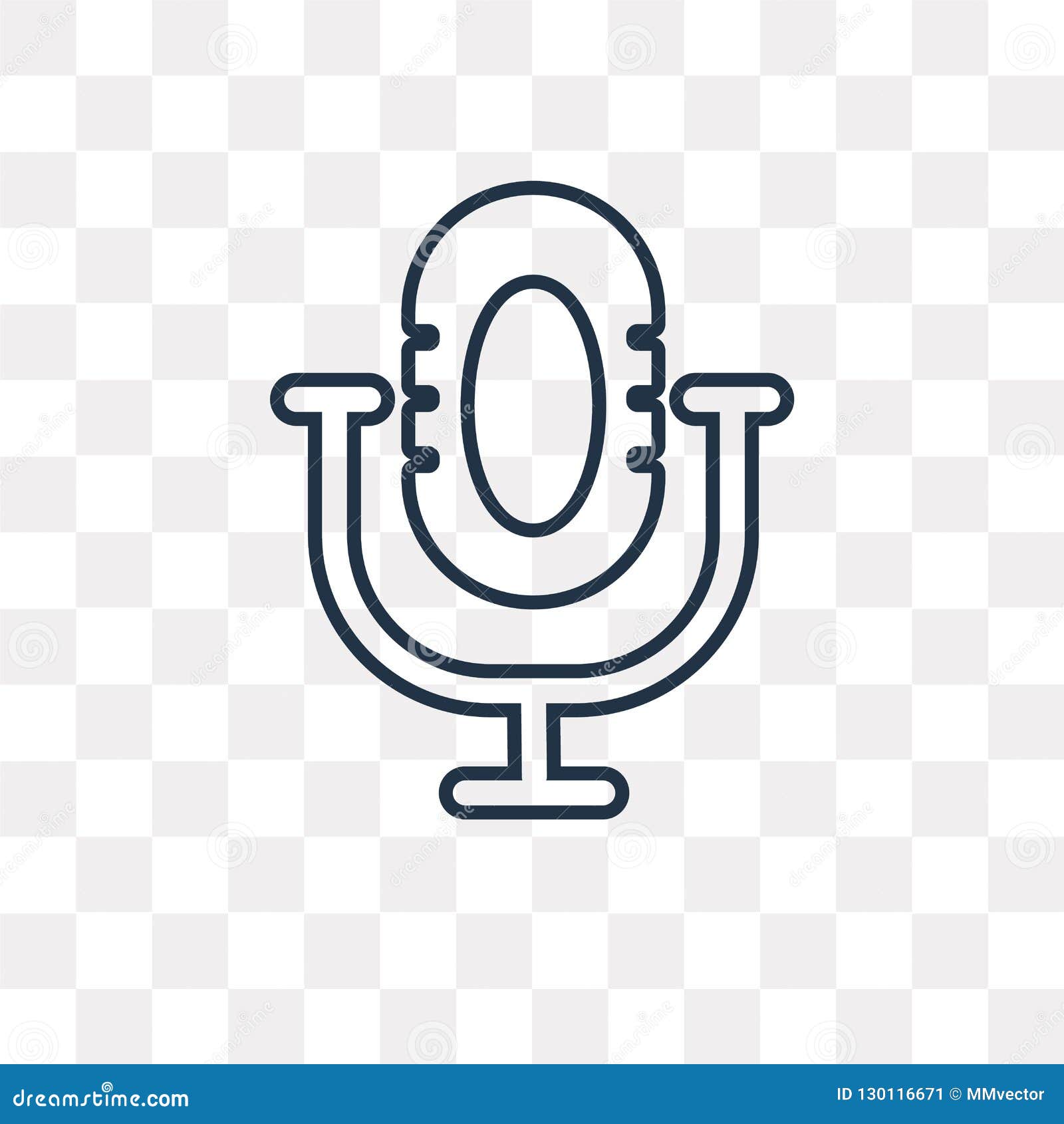 Microphone Vector Icon Isolated On Transparent Background, Linear ...