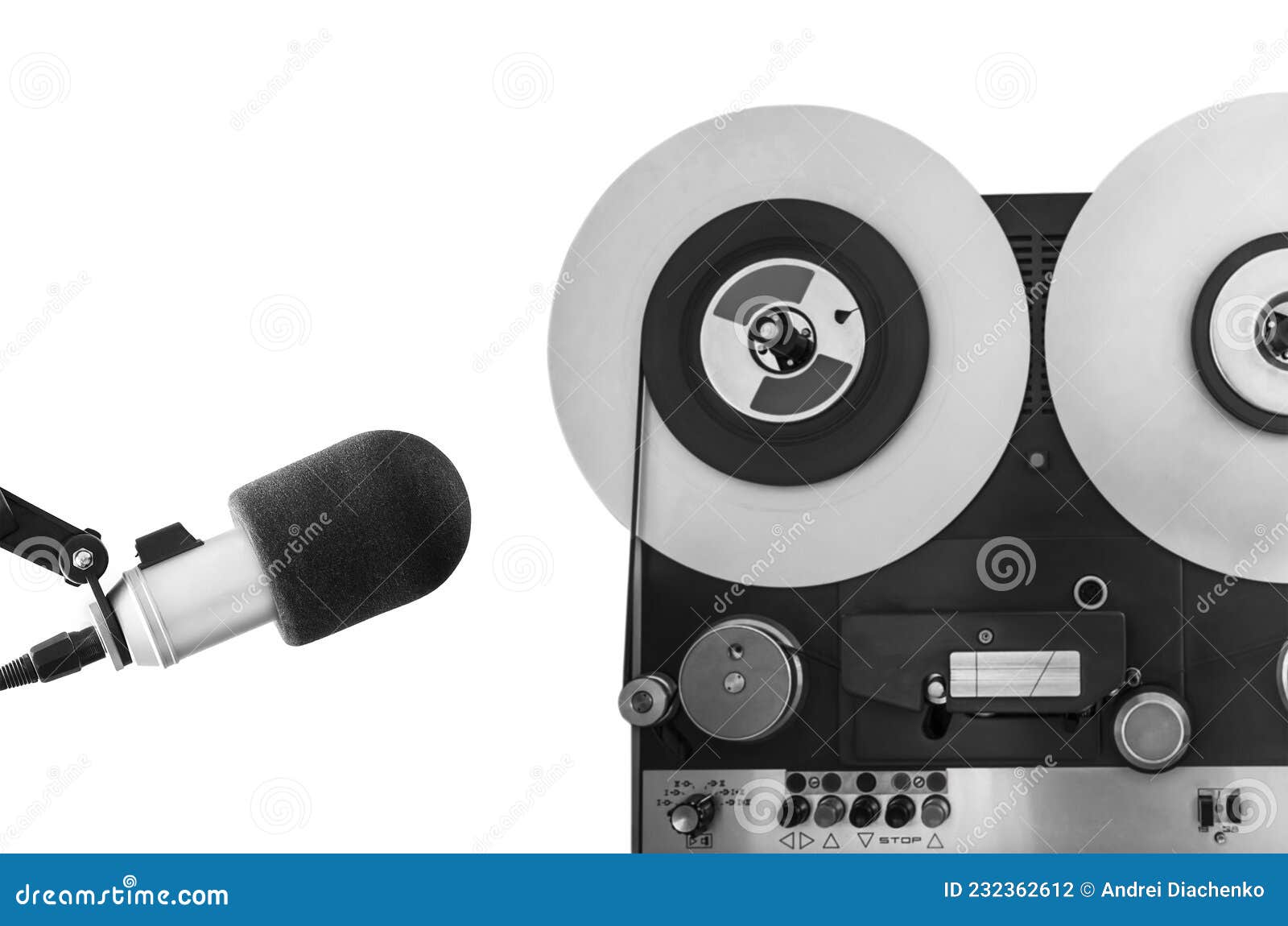 Microphone and Vintage Tape Recorder Stock Photo - Image of vintage ...