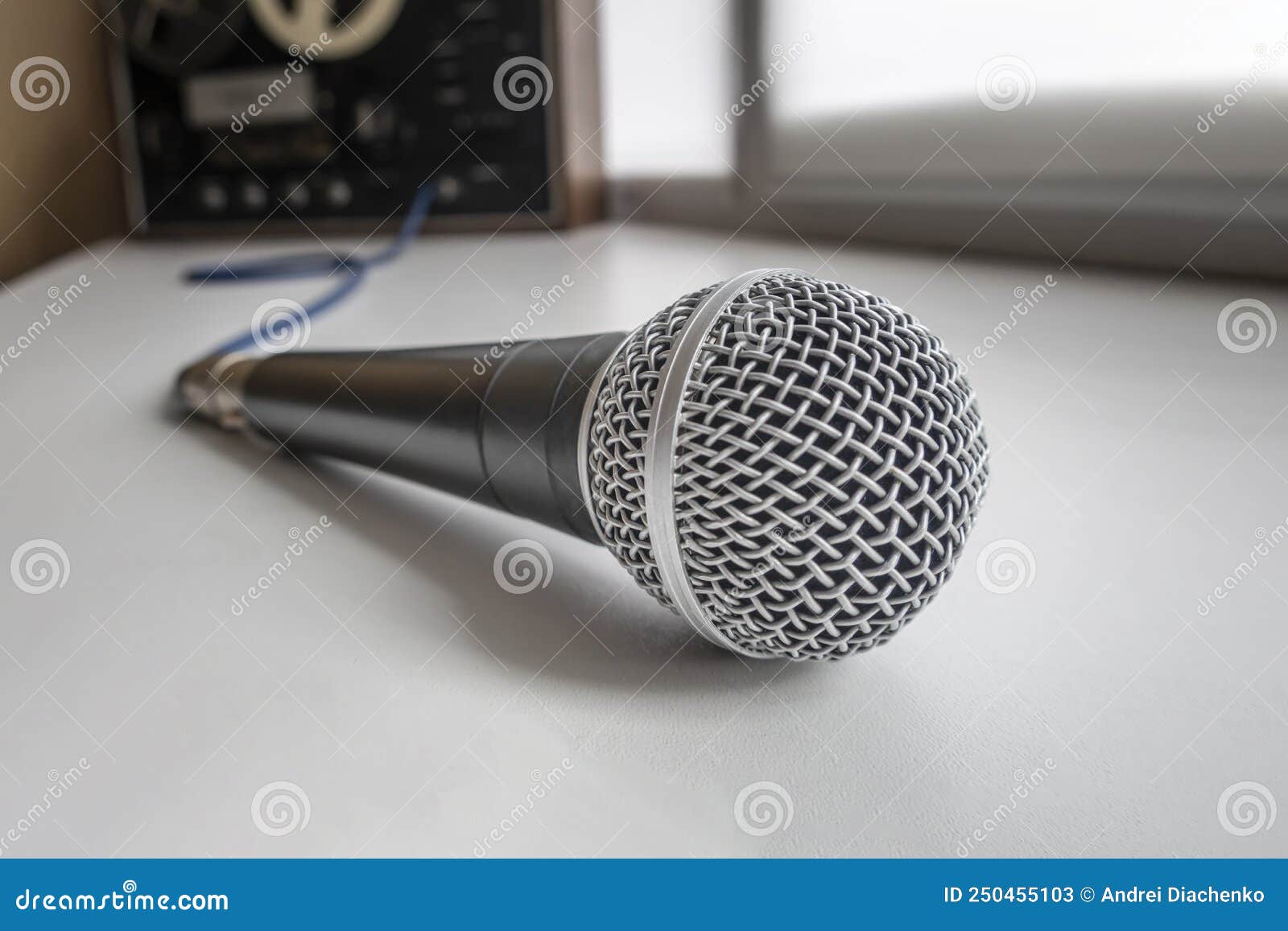 Microphone and Vintage Tape Recorder Stock Image - Image of audio ...