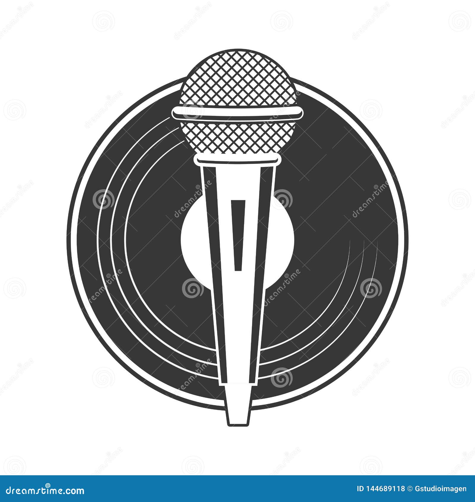 Microphone and vinyl stock vector. Illustration of radio - 144689118