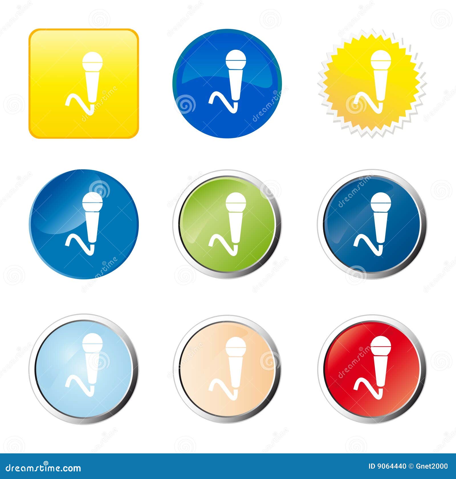 Microphone web button stock vector. Illustration of multimedia - 9064440