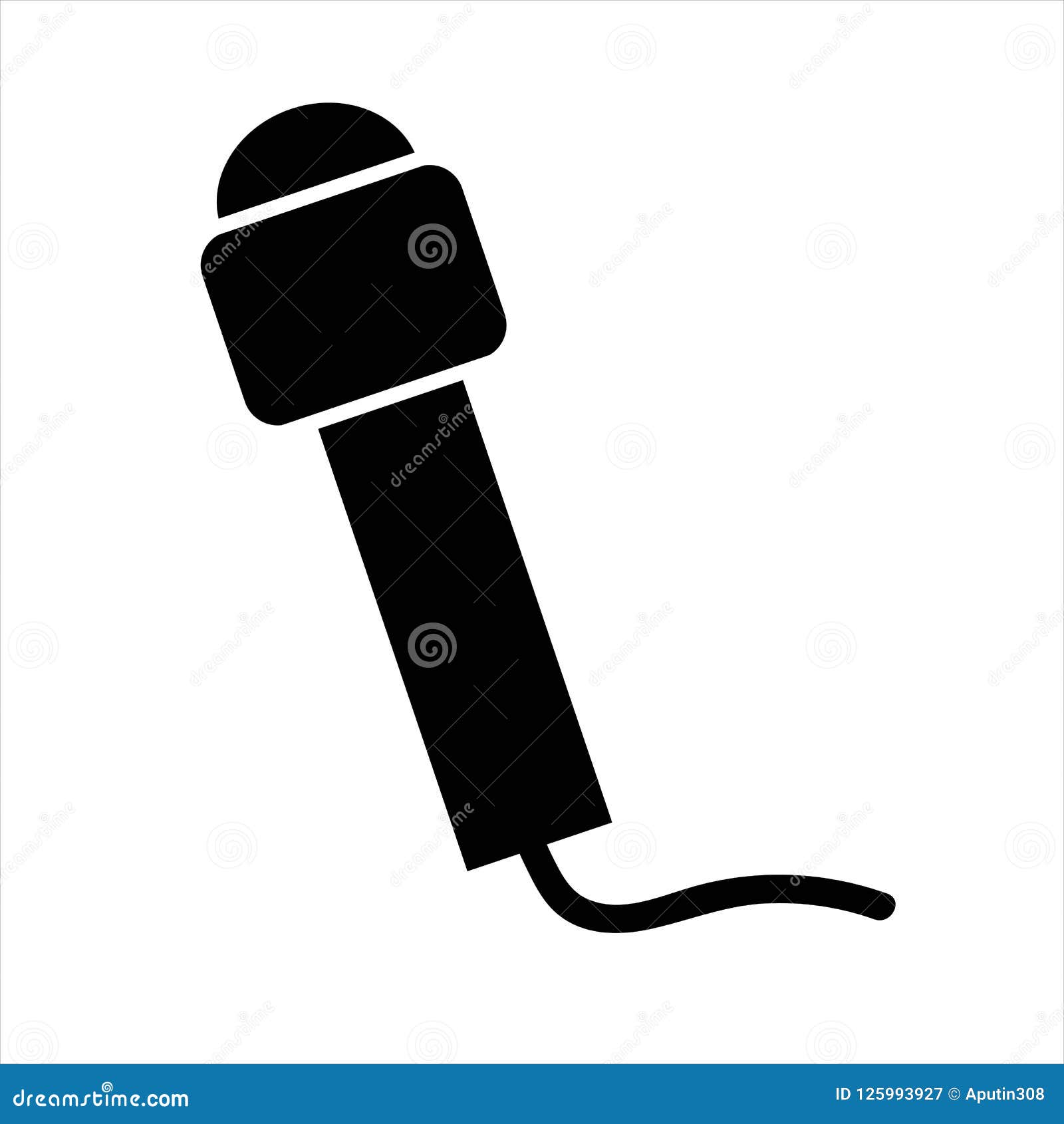 Microphone with Wire. Icon Black Isolated Object Stock Vector ...