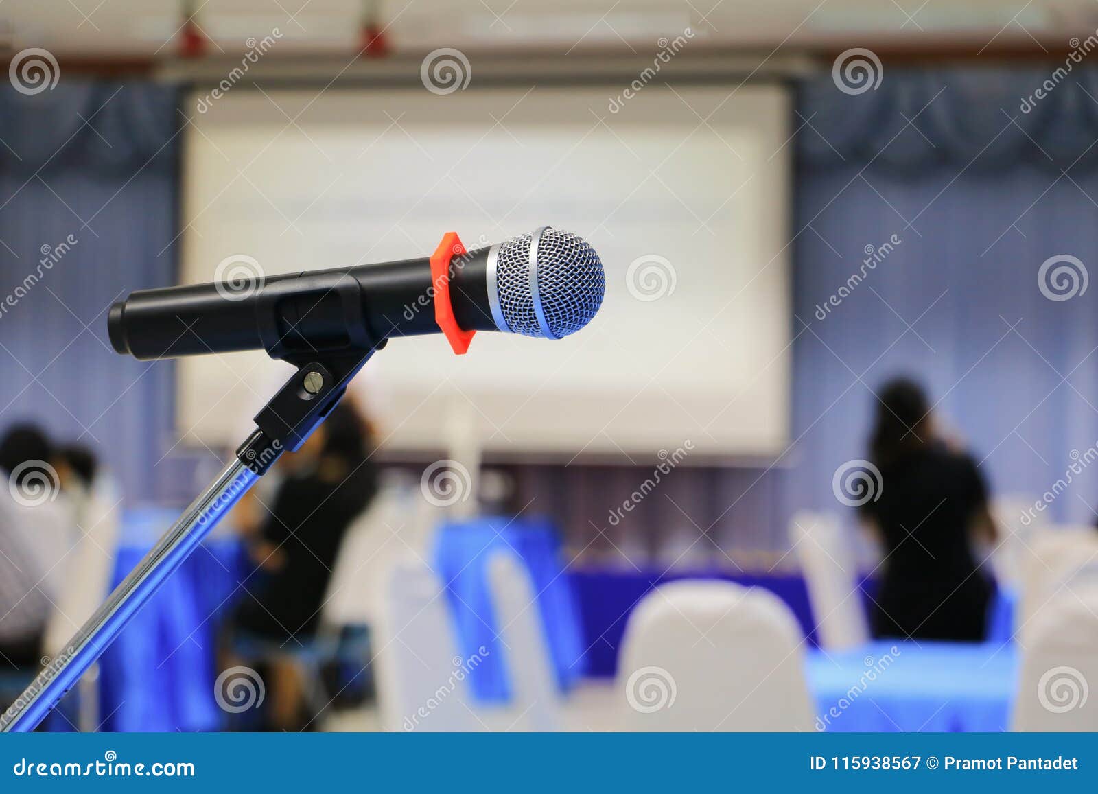 Microphone Wireless in a Meeting Room Seminar Conference Background ...