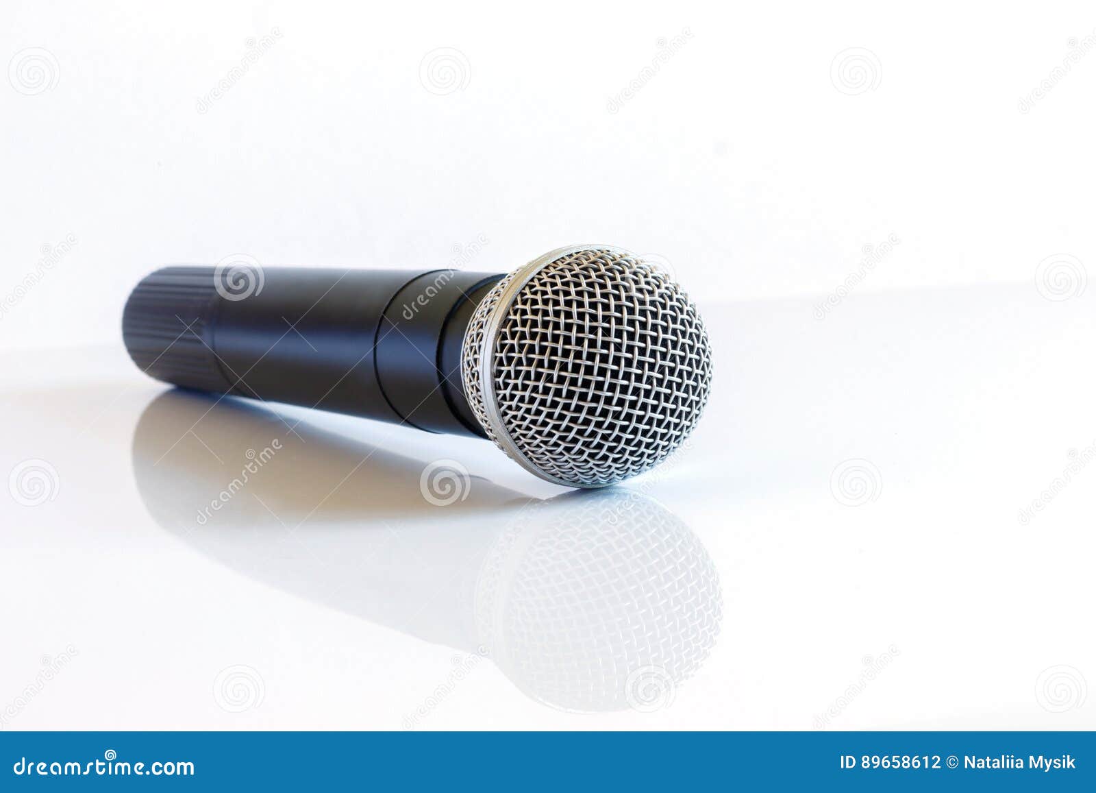 Microphone Wireless on a Reflective Surface. Stock Photo - Image of ...