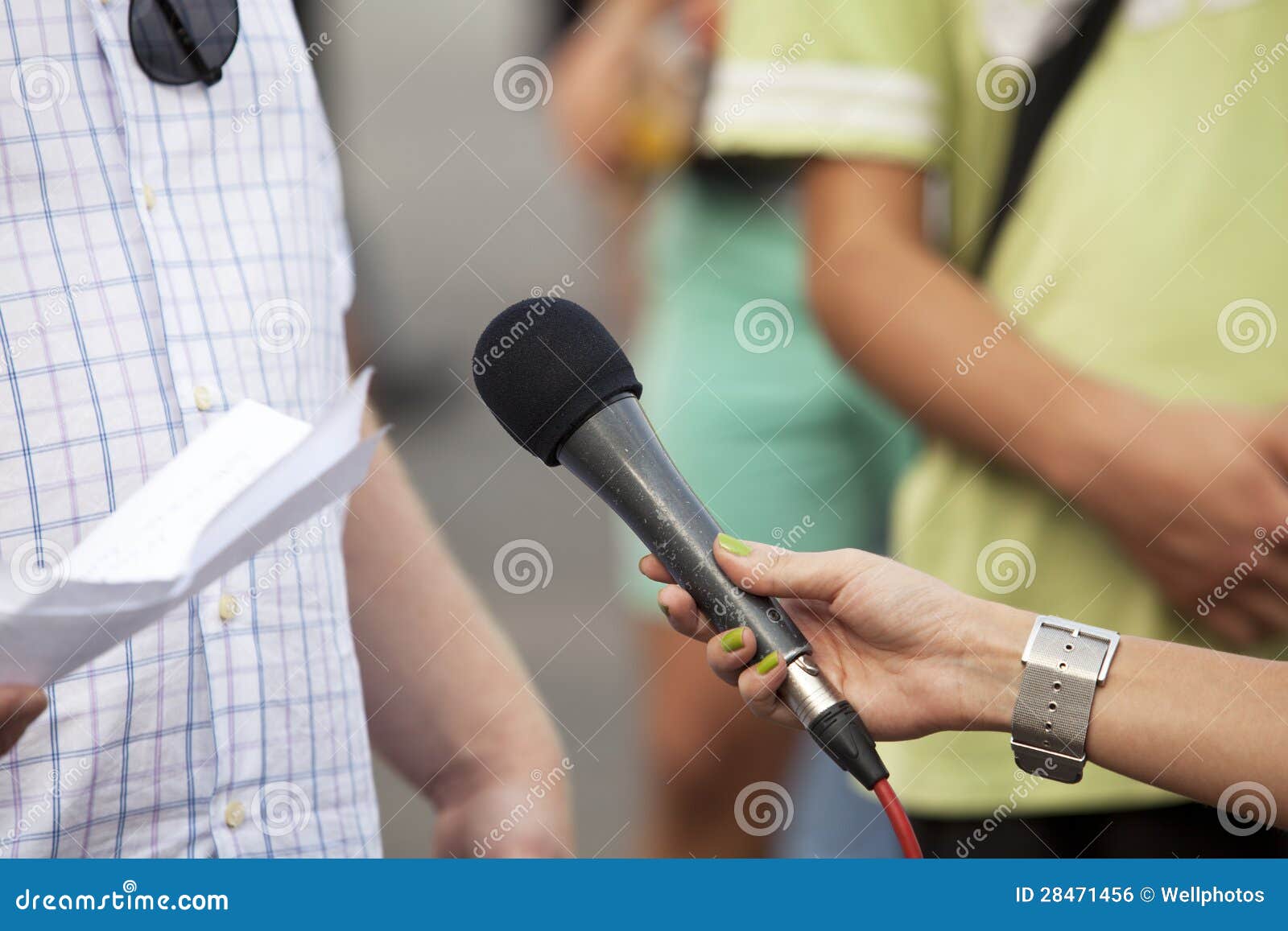 Microphone in woman s hand stock photo. Image of presentation - 28471456