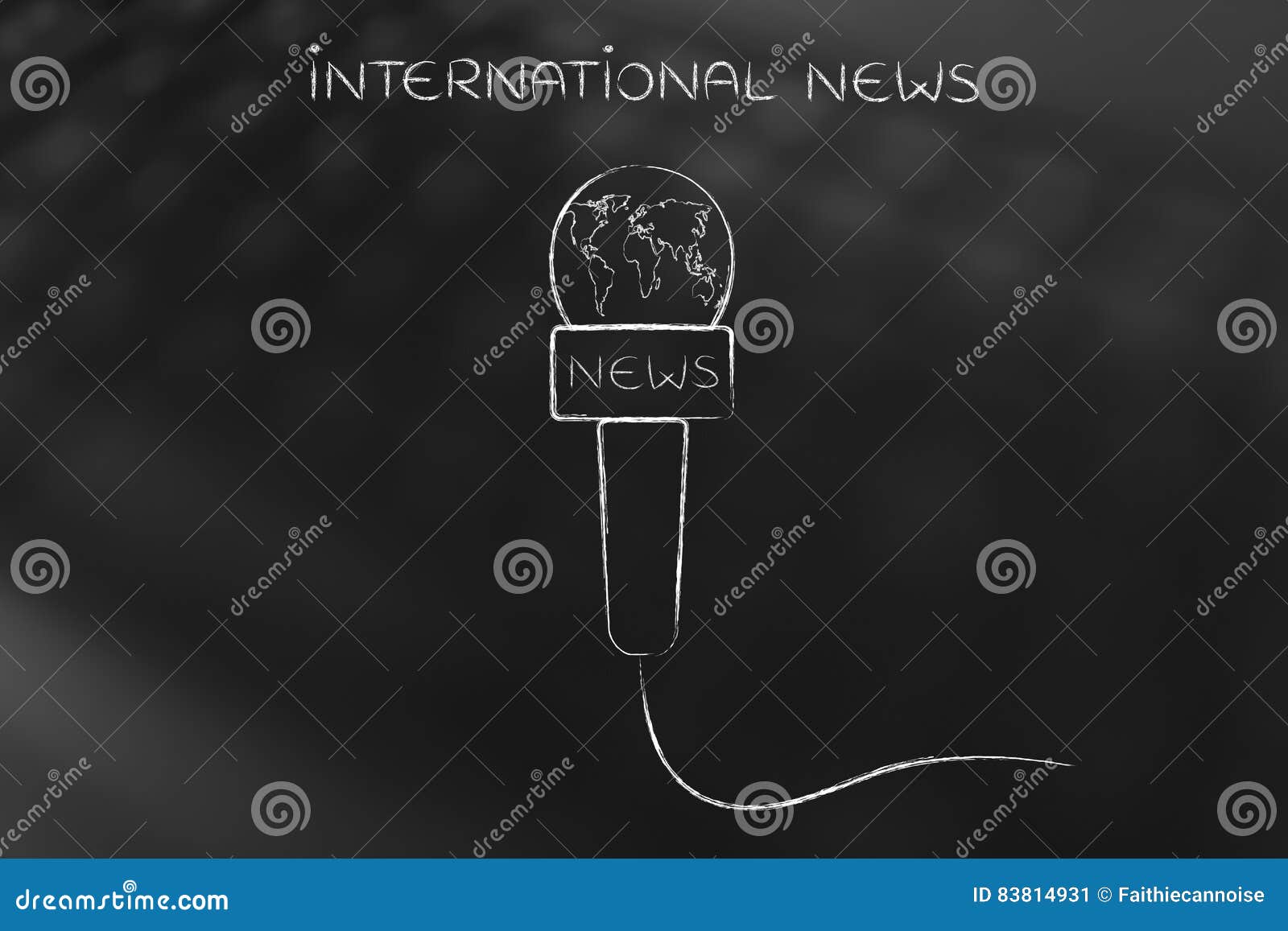 Microphone with World Map, News Coverage & Headlines Concept Stock ...