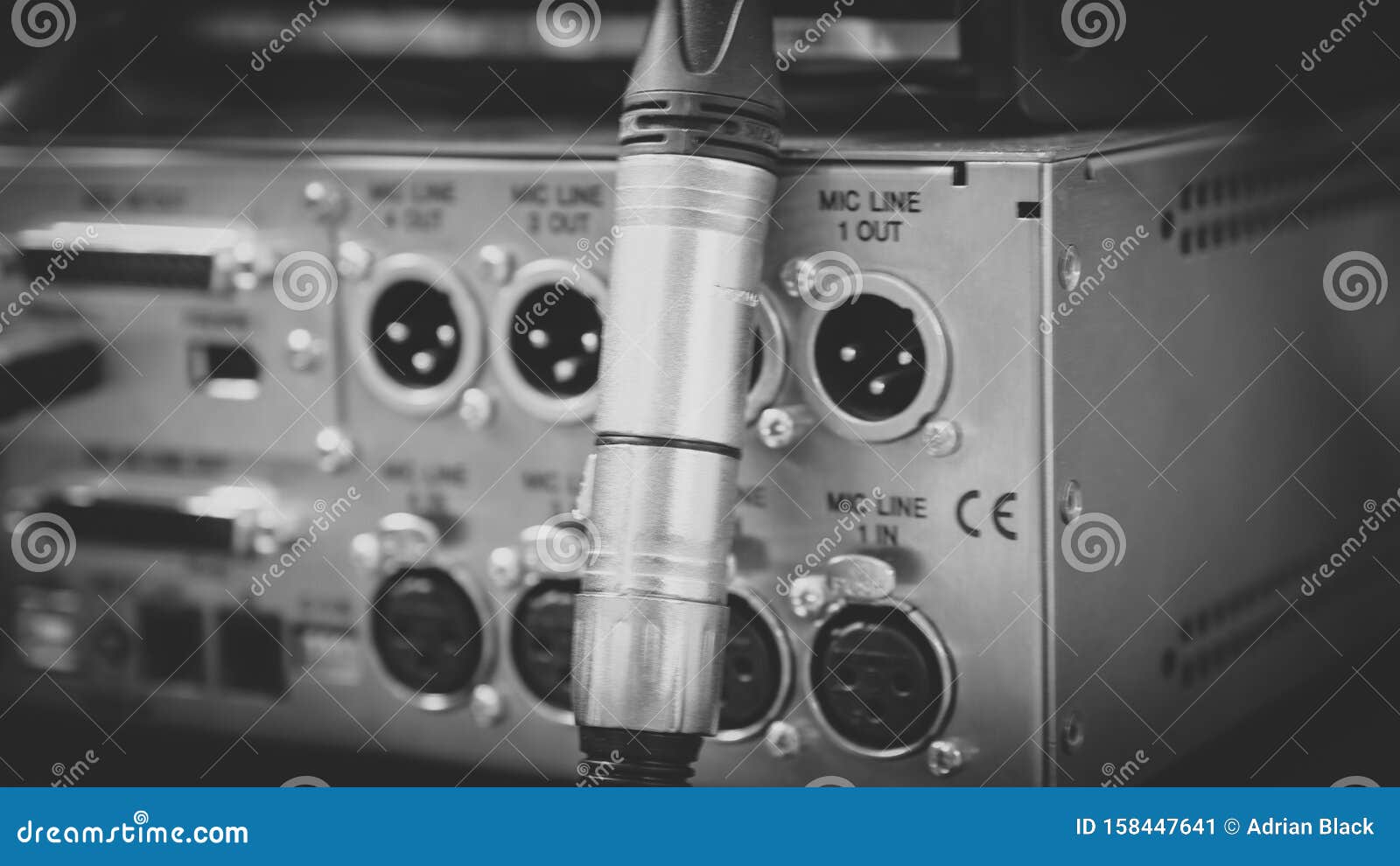 XLR Connector in studio stock image. Image of preamp - 158447641