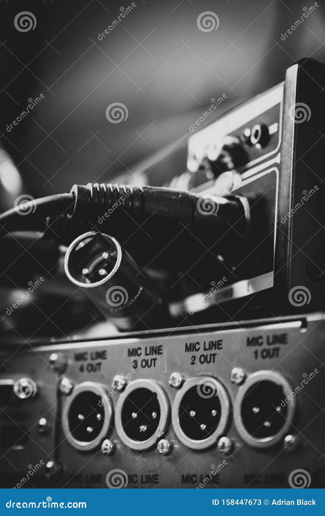 XLR Connector in studio stock image. Image of cord, studio - 158447673