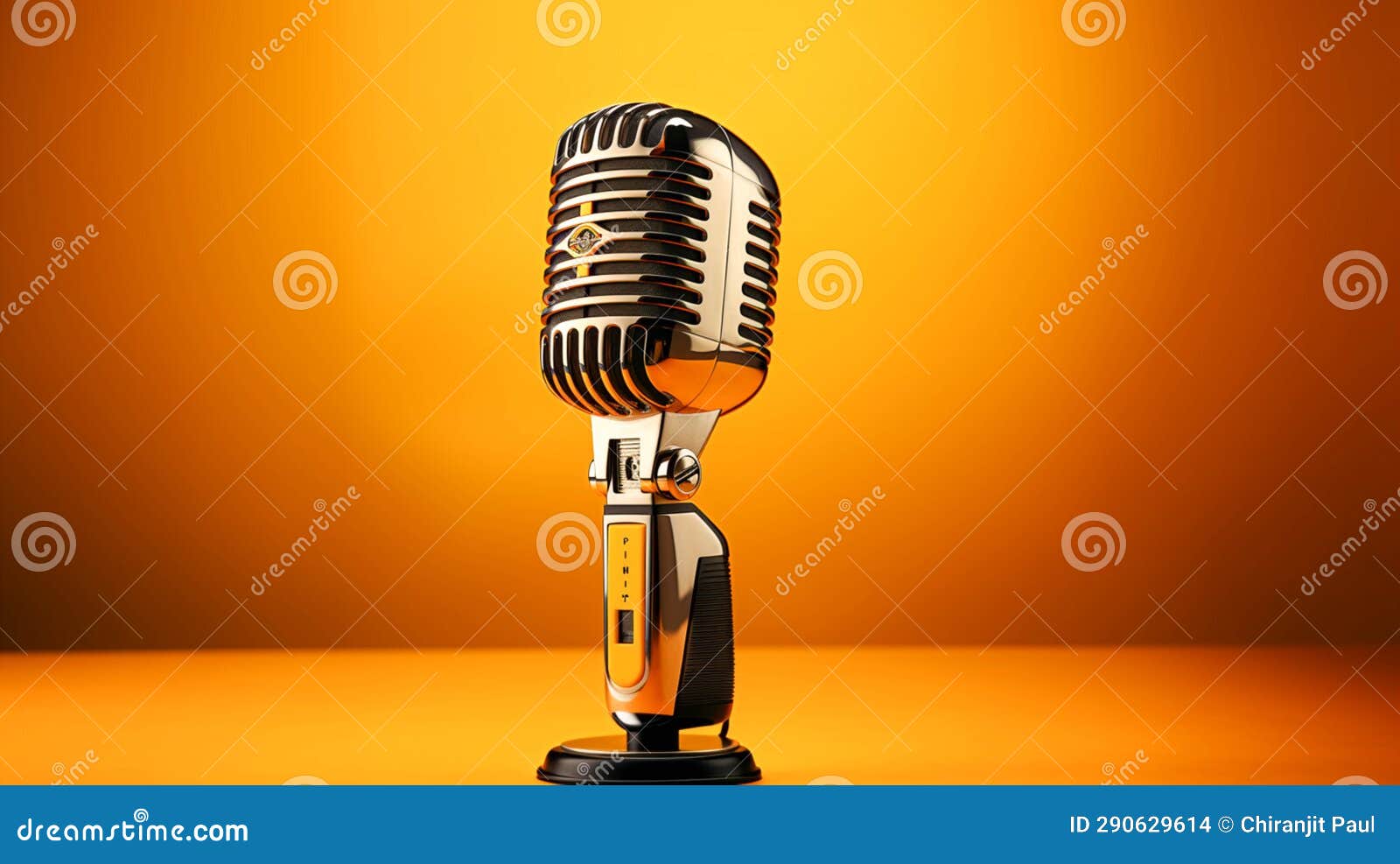 A Microphone on a Yellow Background Stock Photo - Image of voice, audio ...