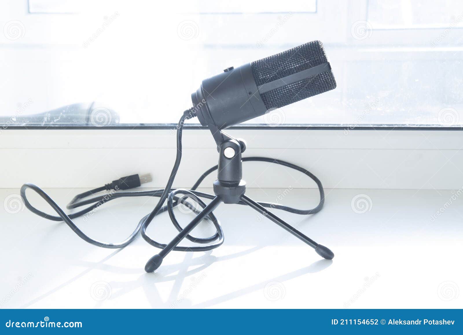 A Microphone for Your Computer. Remote Microphone with USB Port Stock ...