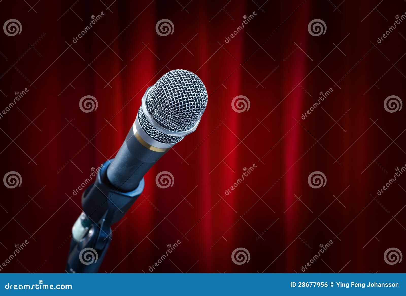 Microphoneon red curtain stock photo. Image of technology - 28677956