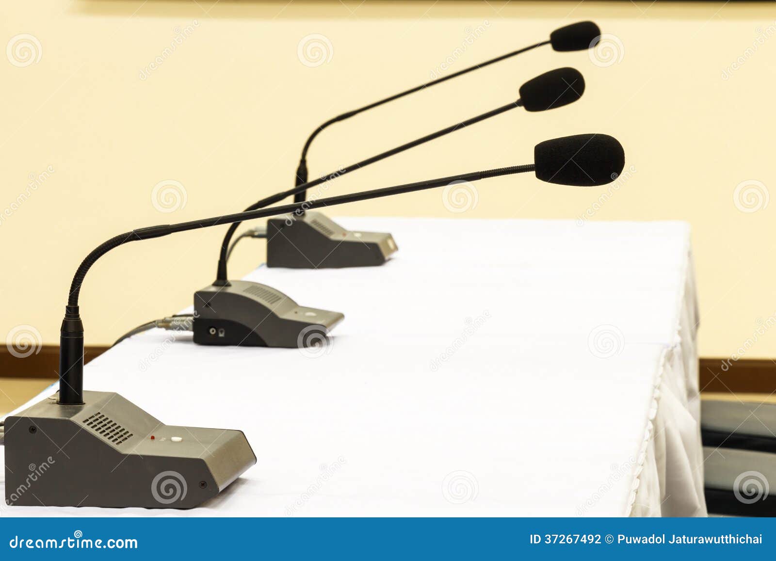 Microphones in Conference Room Stock Photo - Image of meeting, audio ...
