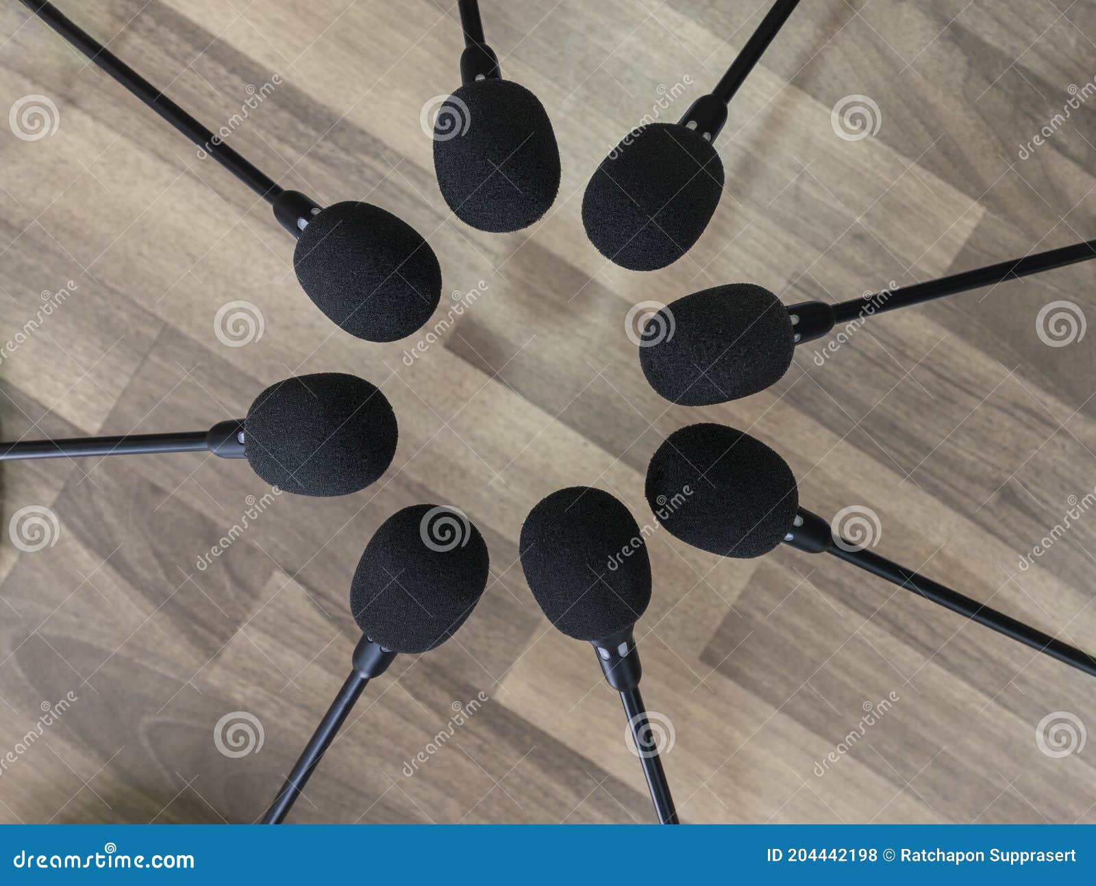Microphones Head are Arranged in a Circle. Relationship Concept Stock ...