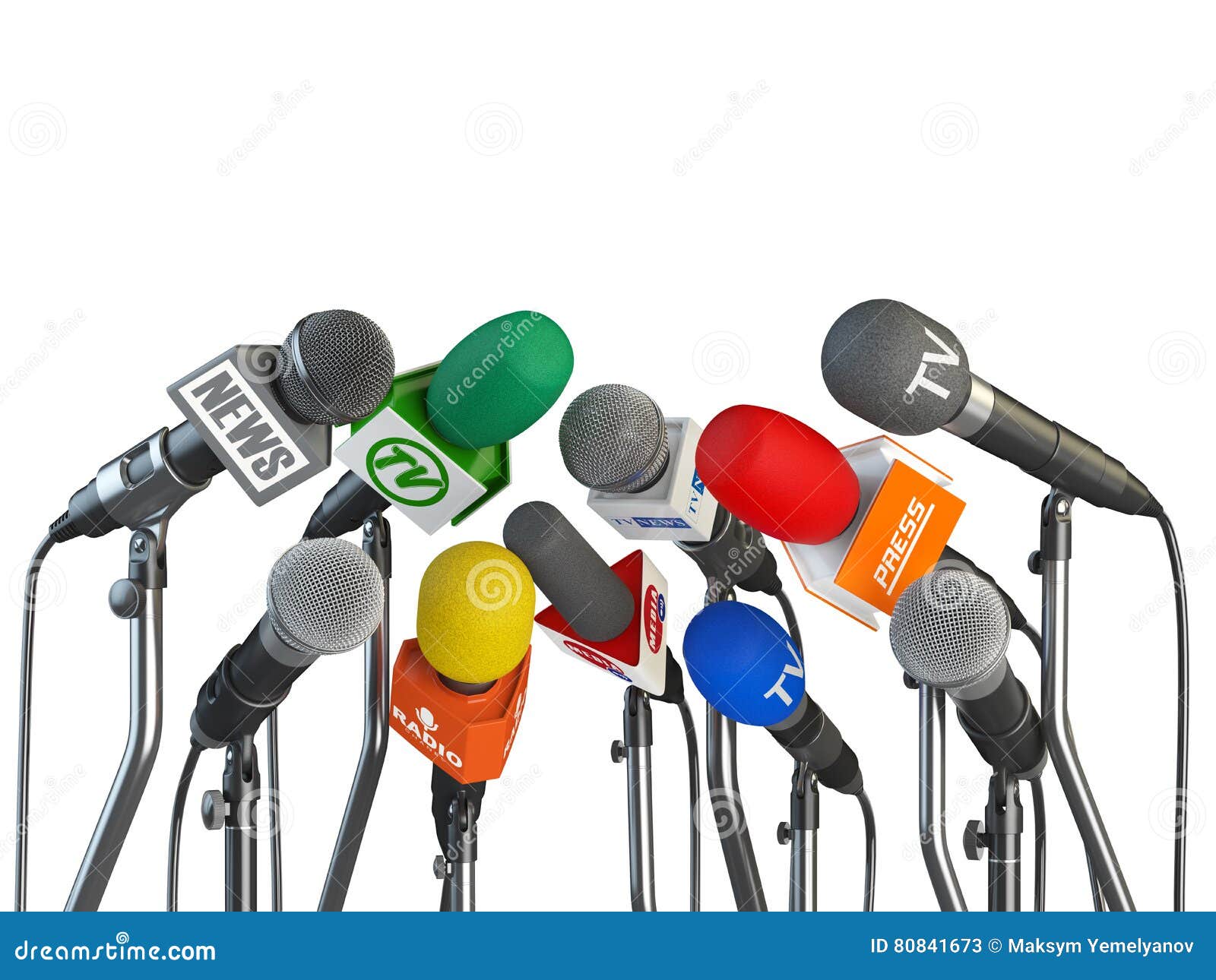 Microphones Prepared For Press Conference Or Interview Isolated Stock ...