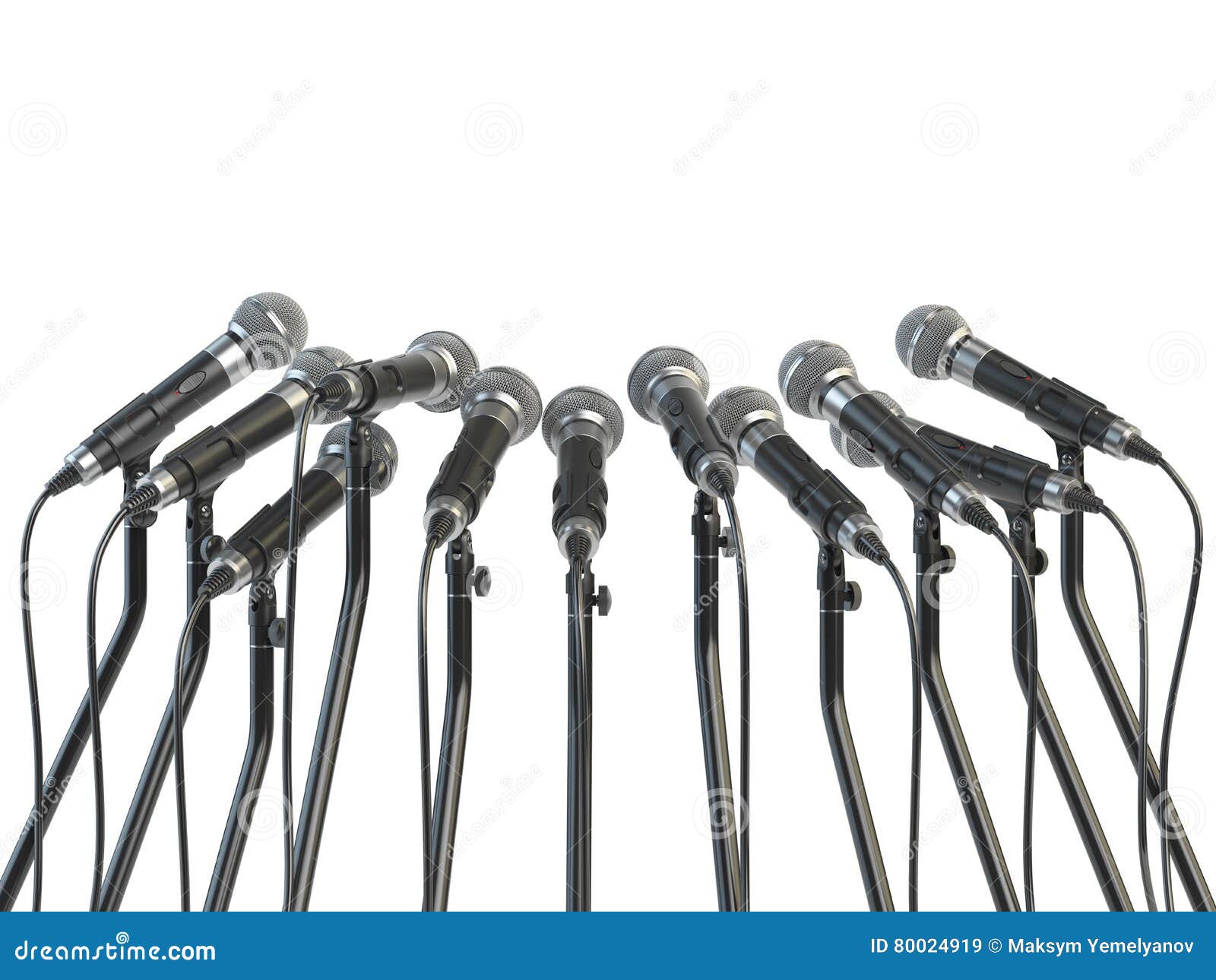 Microphones Prepared for Press Conference or Interview Isolated Stock ...