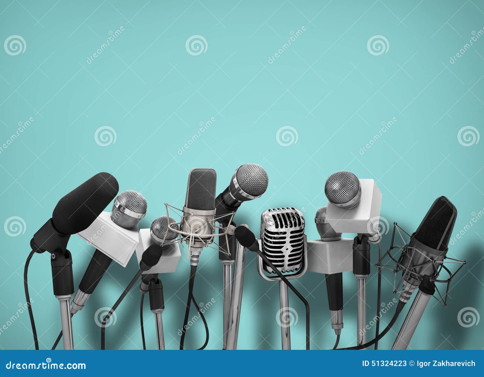 Microphones. stock image. Image of bunch, radio, reporting - 51324223