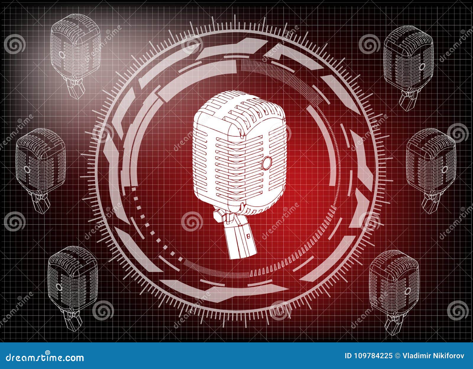 Microphones on a Red Background Stock Vector - Illustration of ...