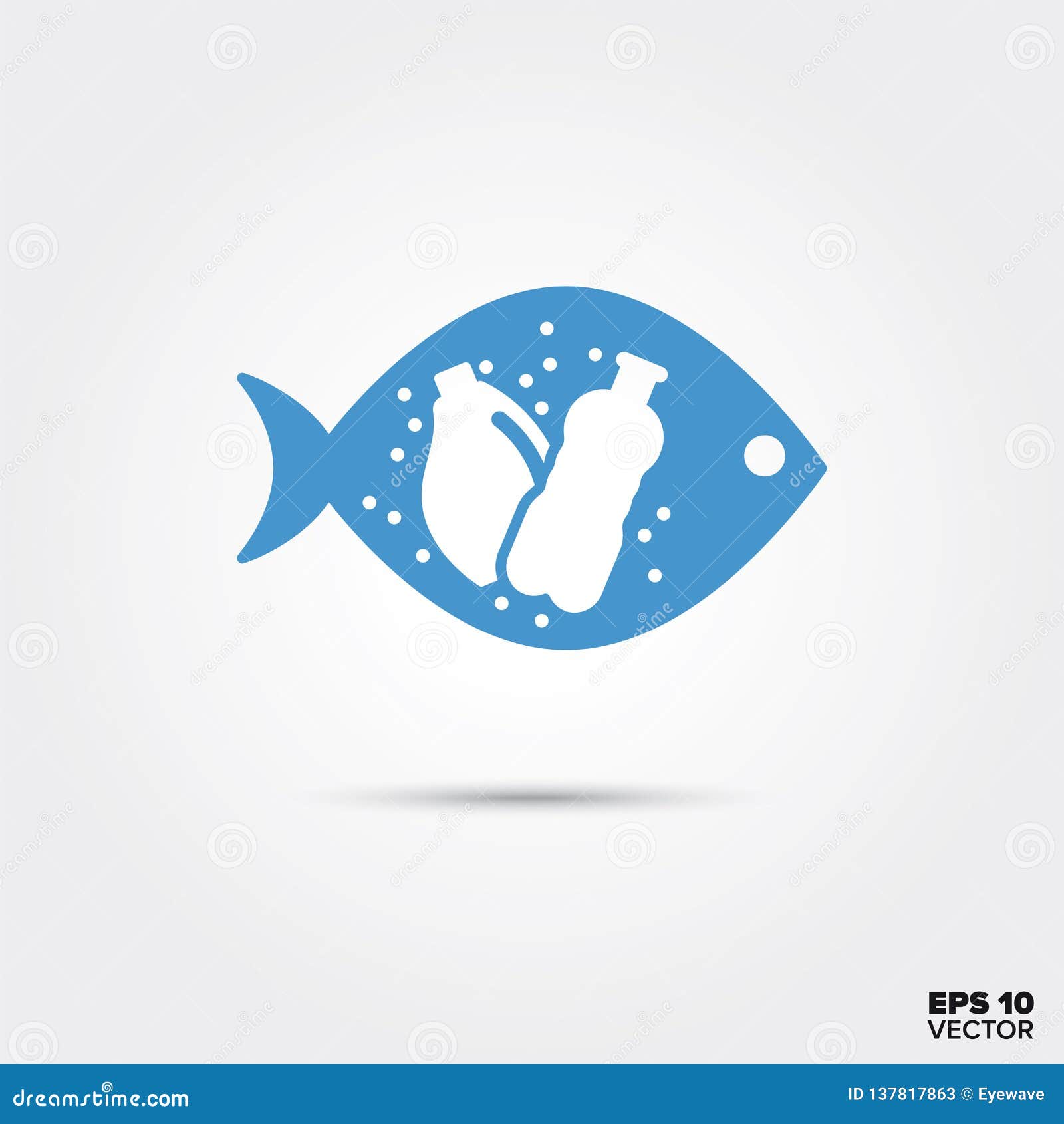 Microplastic in Fish Icon. Water Pollution Symbol Stock Vector ...