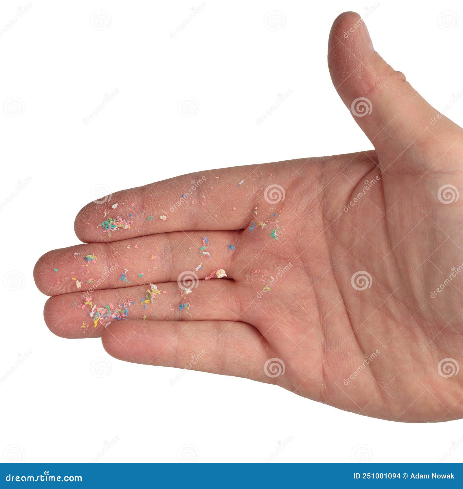 Microplastic on the Hand, an Exisolated Background. the Environmental ...