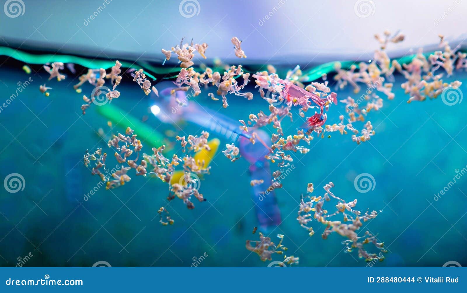 The Macro Photo of Microplastic Floating in the Ocean Stock Photo ...