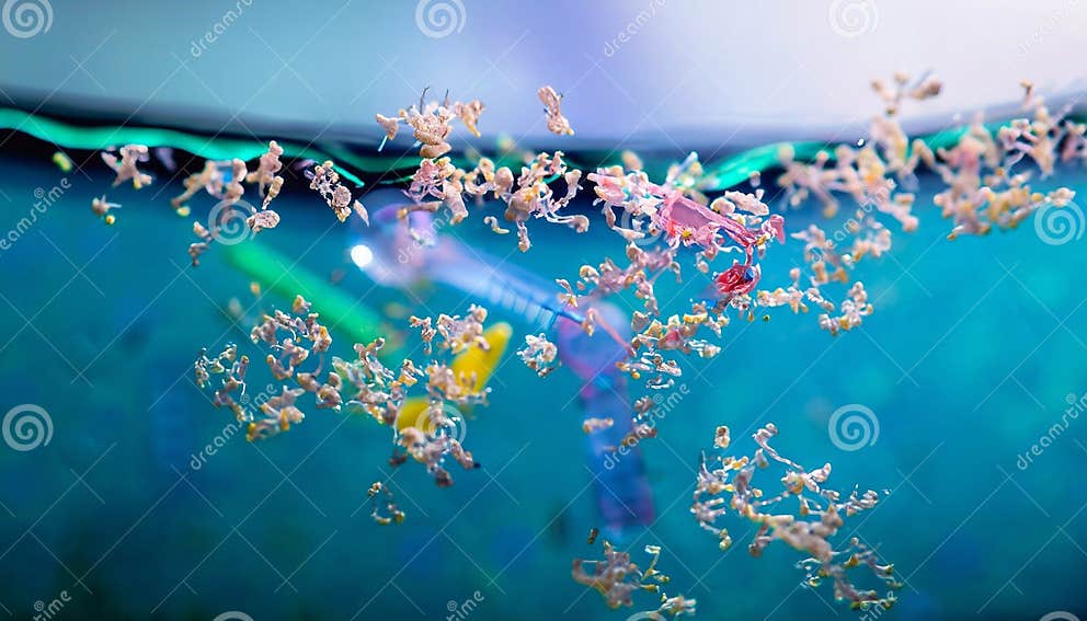 The Macro Photo of Microplastic Floating in the Ocean Stock Photo ...