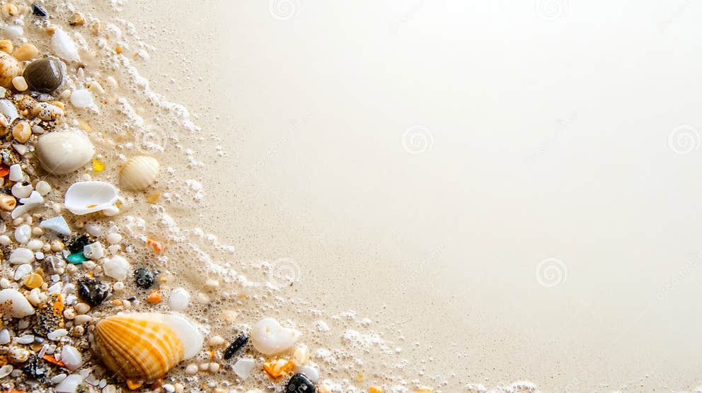 Microplastic Particles Embedded in Wet Sand, with Small Shells and ...