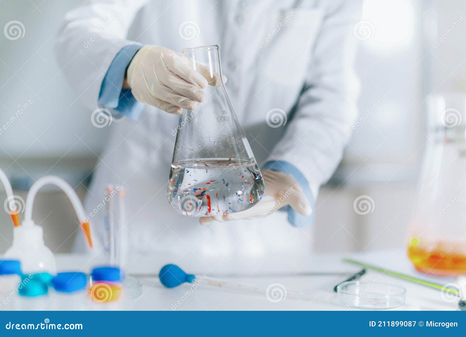 Microplastic Particles in a Water Sample Stock Image - Image of female ...