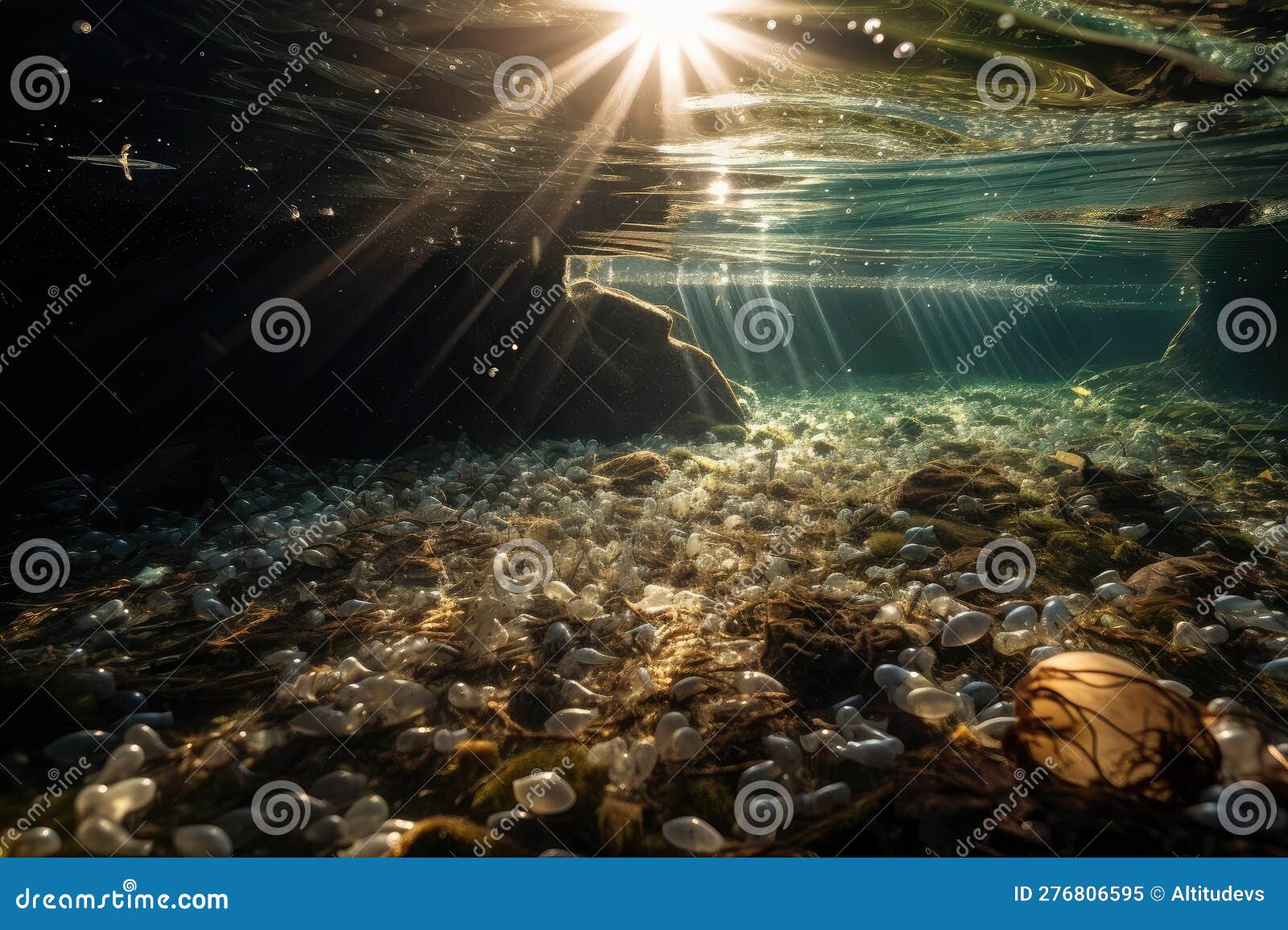 Microplastic Particles in the Water, with Sunlight Shining through Them ...
