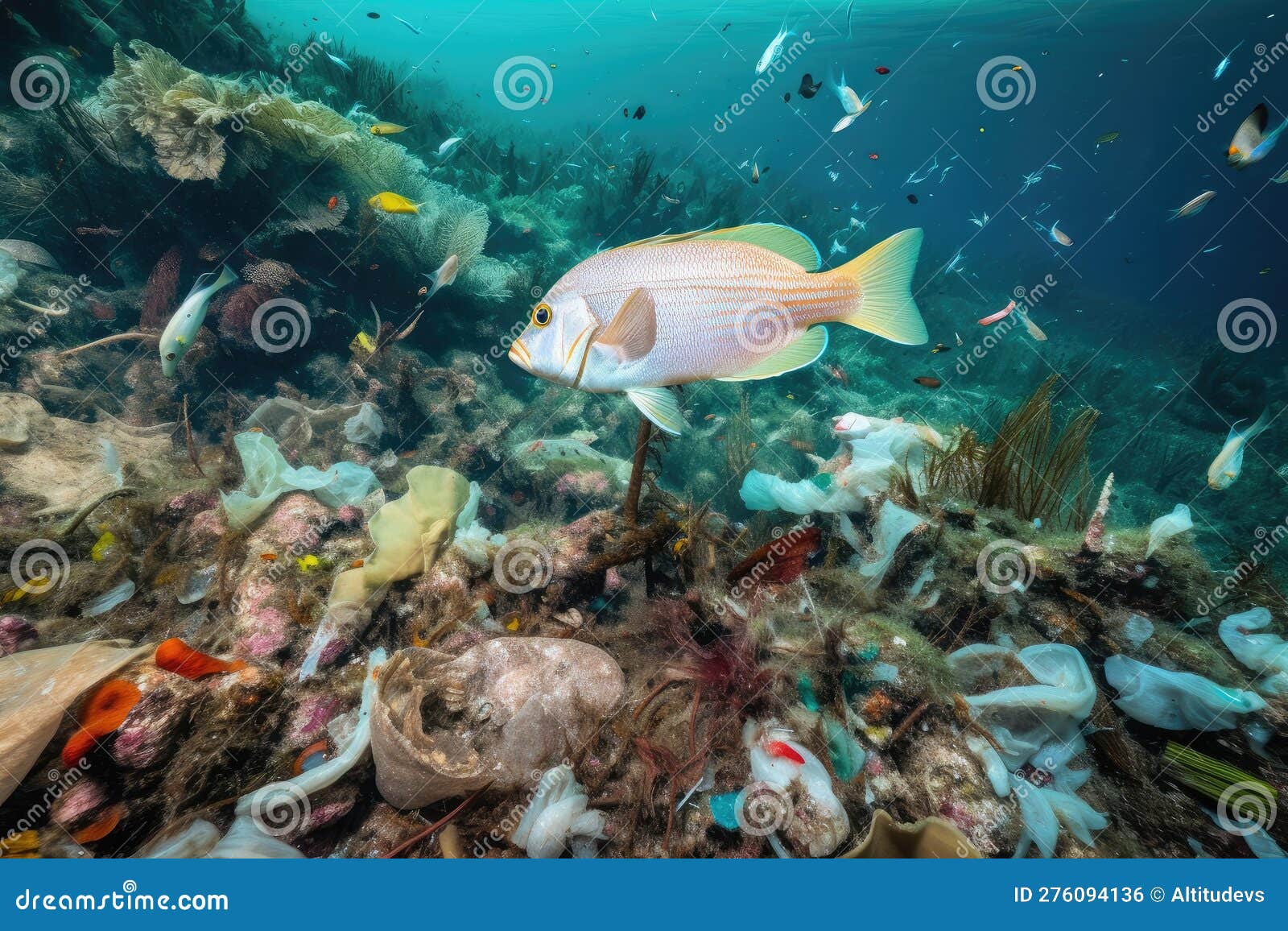Microplastic Pollution in a Marine Ecosystem, with Fish and Other ...