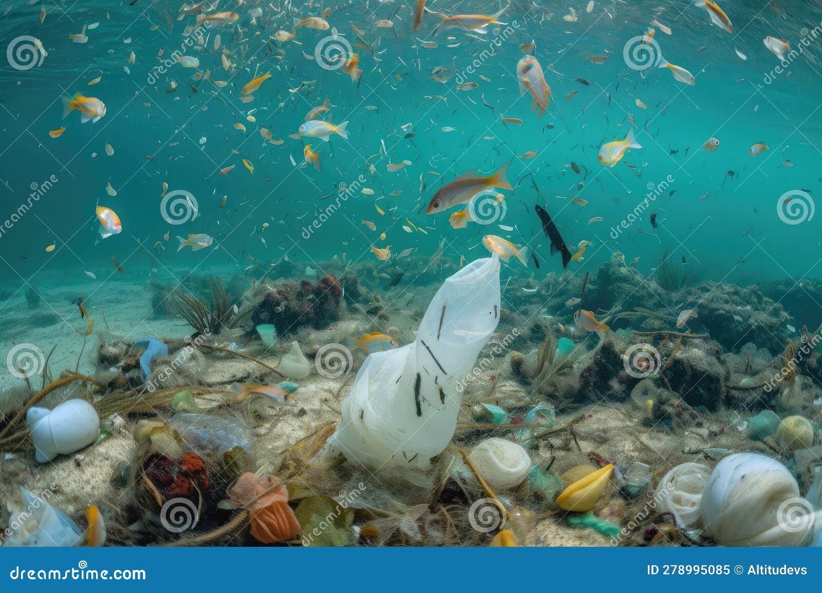 Microplastic Pollution in a Marine Ecosystem, with Fish and Other ...