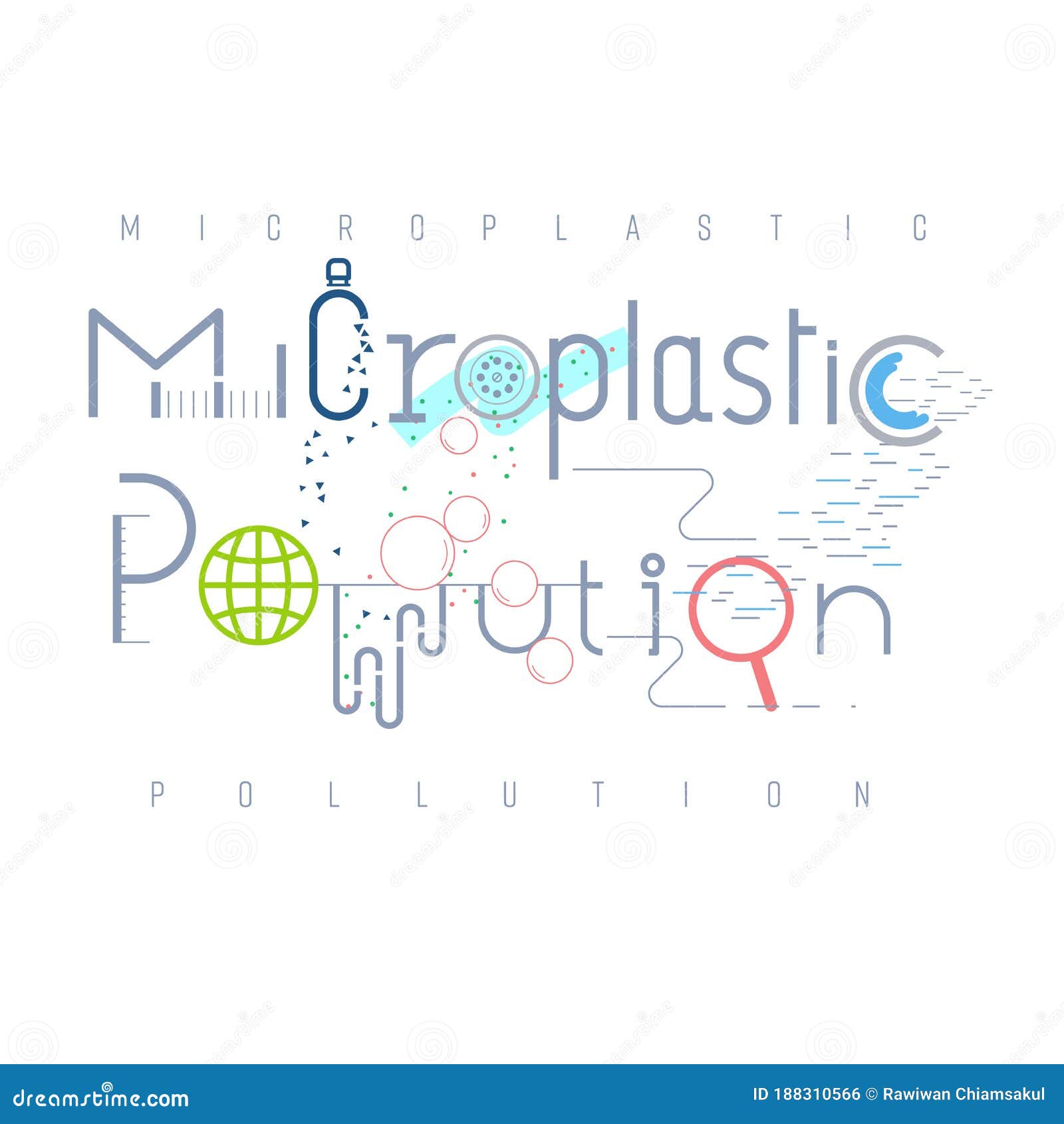 Microplastic Pollution Typograph Stock Vector - Illustration of leak ...