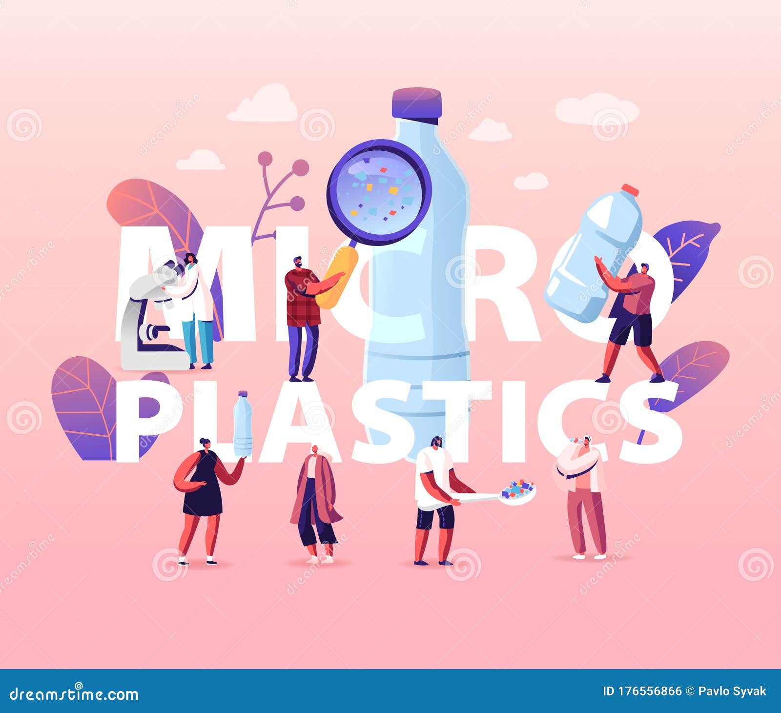 Microplastic in Water and Food Concept. Global Ocean Pollution. Problem ...