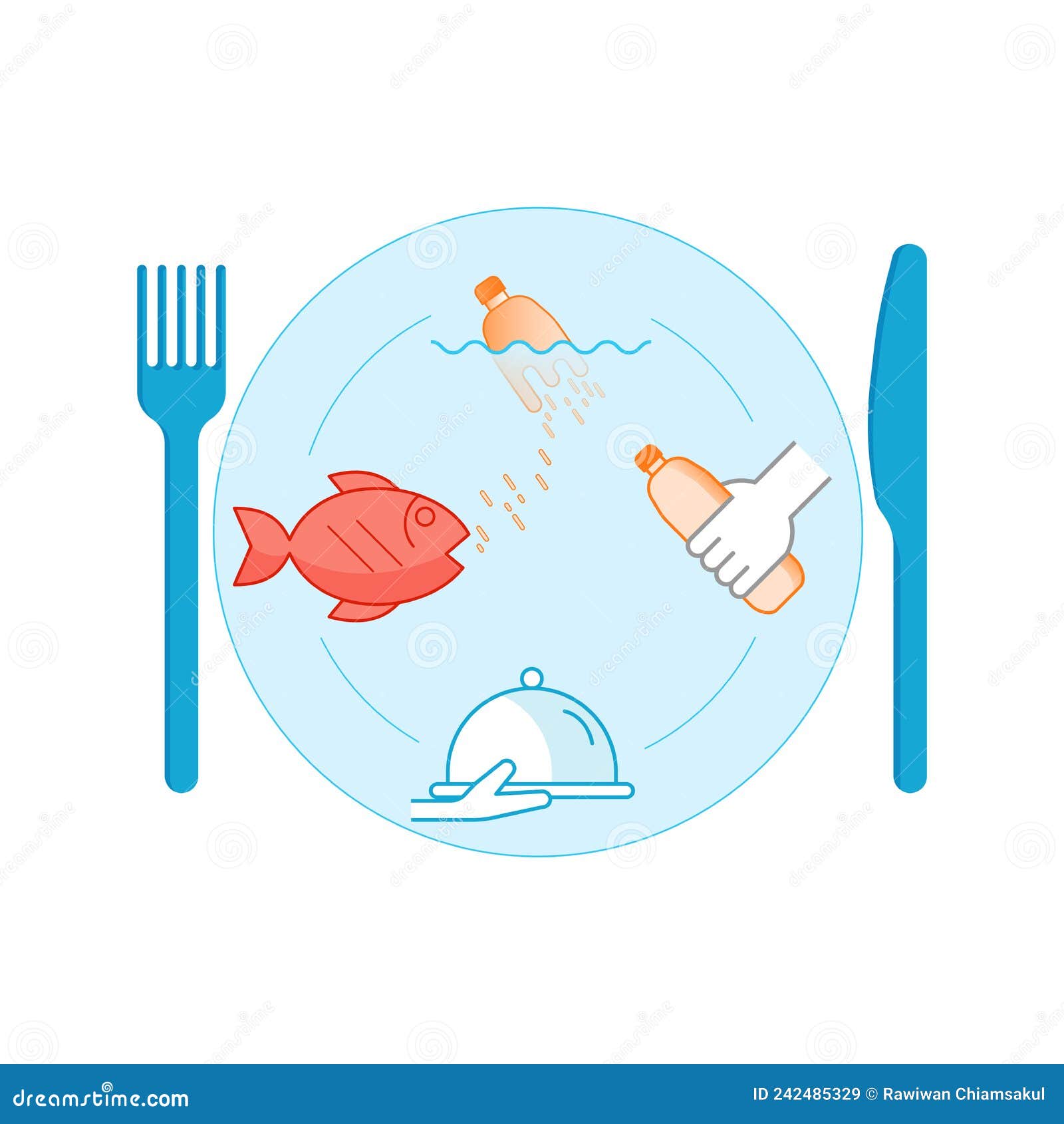 Micro plastic in Fish Dish stock vector. Illustration of chain - 242485329