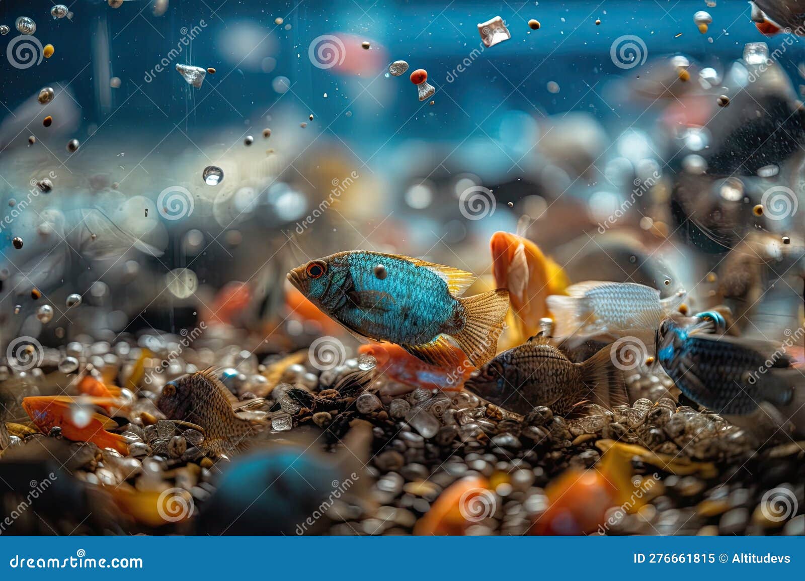Microplastics in Aquarium, with Fish Swimming among Them Stock Image ...