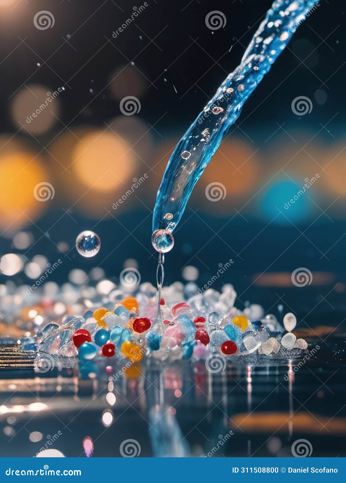 Microplastics Being Transported by Water Flow. Generative AI Stock ...